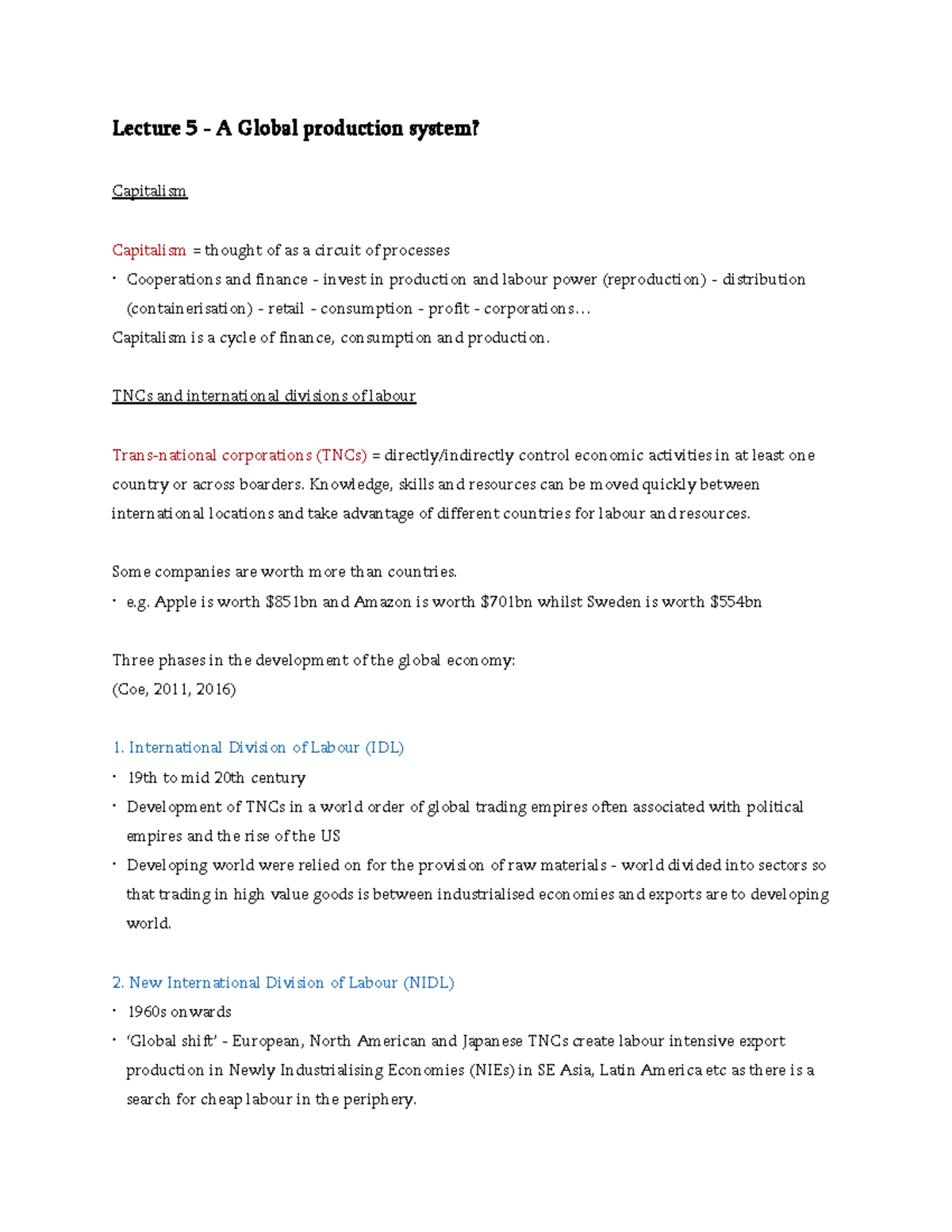 5 Global production system - Lecture 5 - A Global production system ...