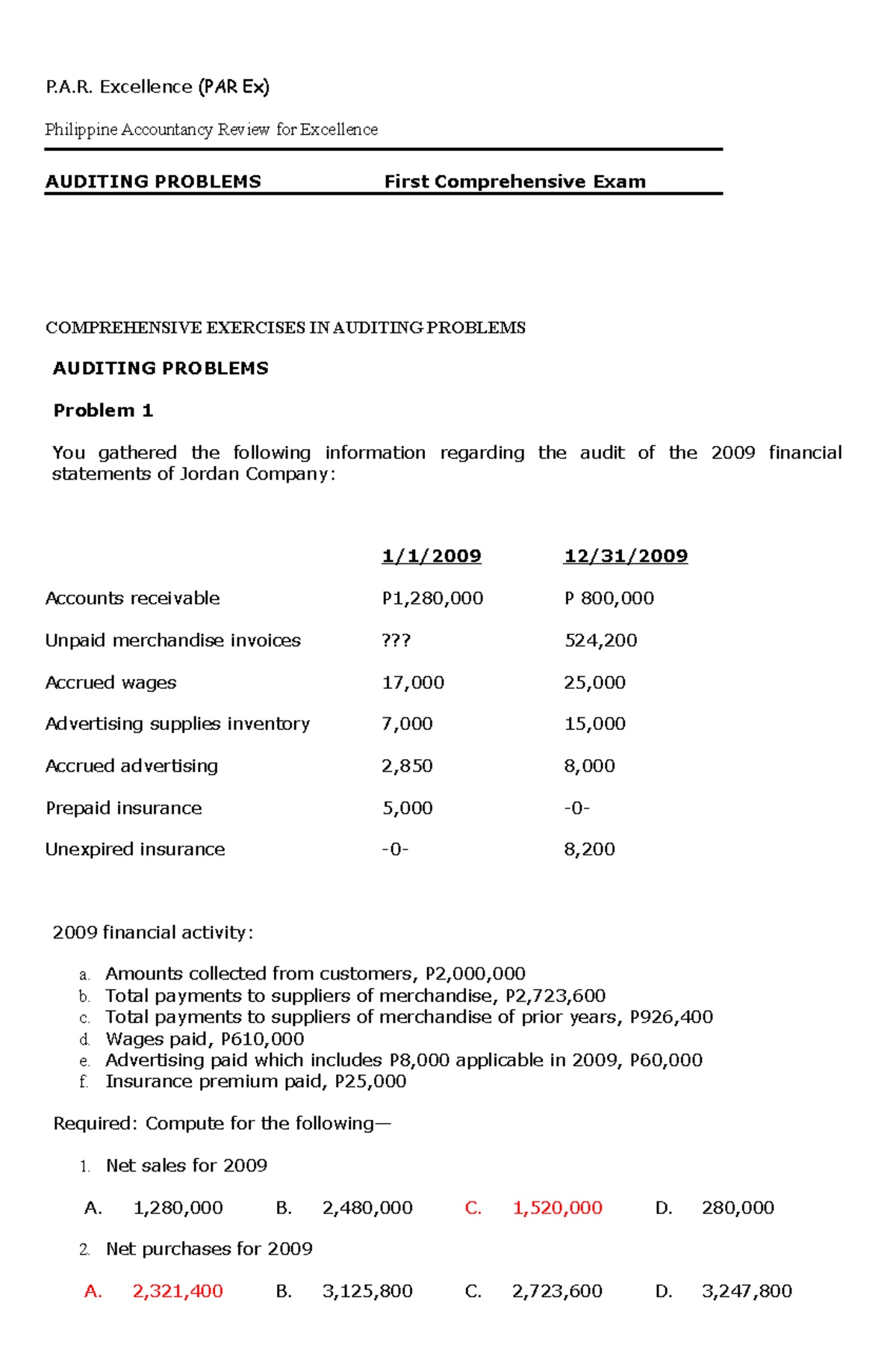 Audit Prob Audit Theorys - P.A. Excellence (PAR Ex) Philippine ...