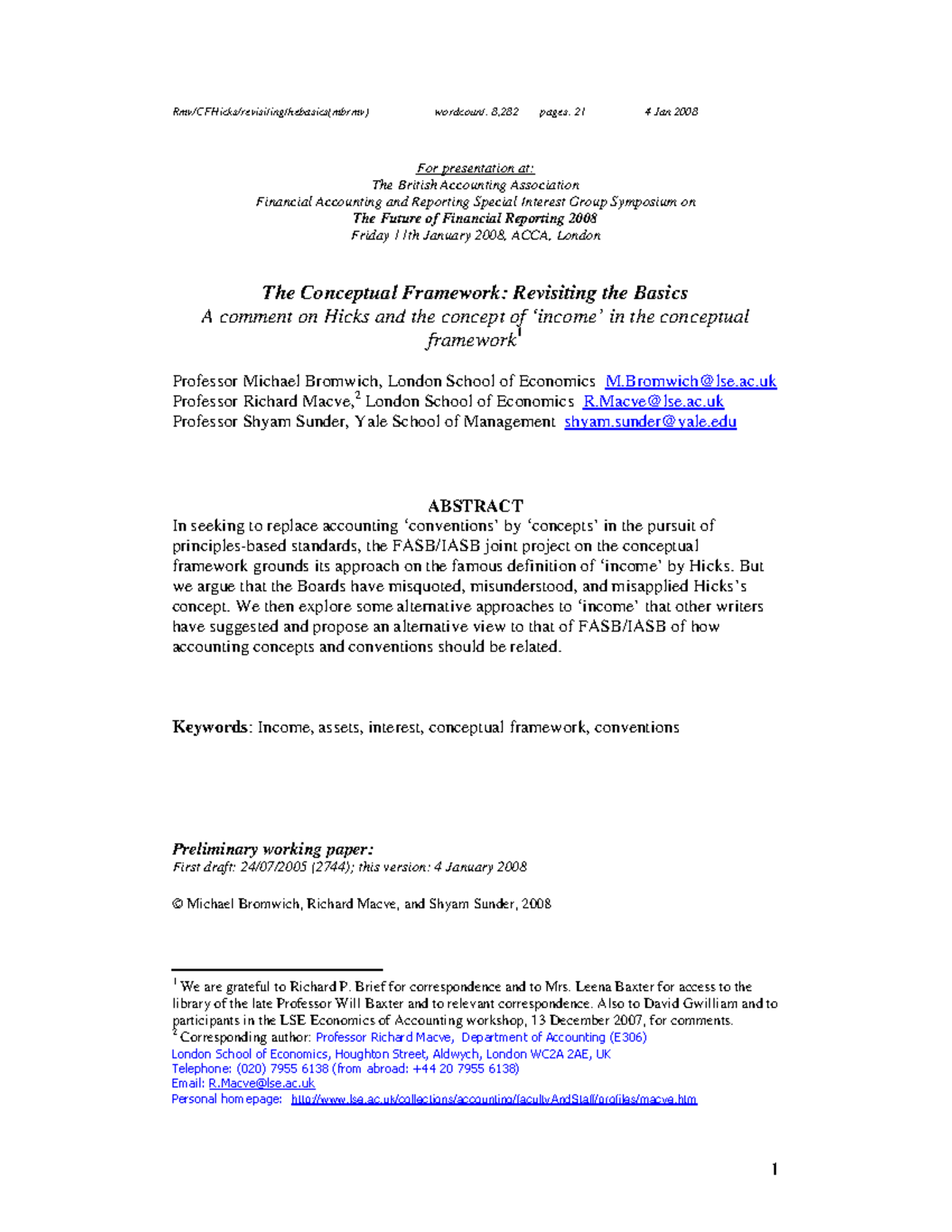 The Conceptual Framework, Revisiting the Basics - Rmv/CFHicks ...
