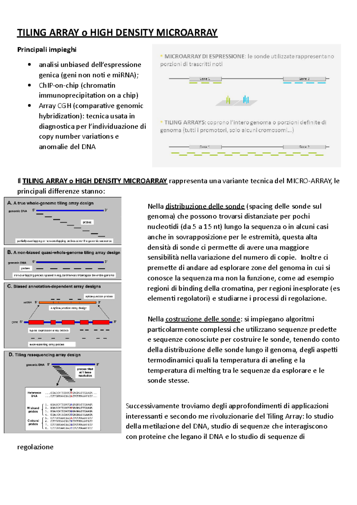 Relazione Tiling array - TILING ARRAY o HIGH DENSITY MICROARRAY ...
