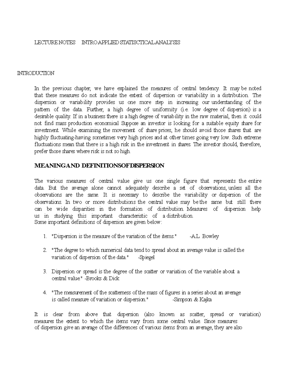 Final exam notes SOC3142 - LECTURE NOTES INTRO APPLIED STATISCTICAL ...