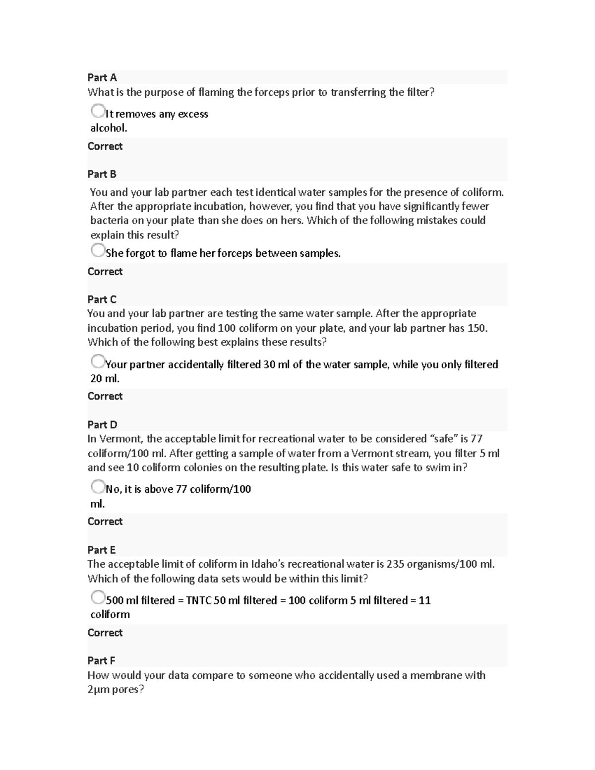 Post-Lab Quiz - Part A What is the purpose of flaming the forceps prior ...
