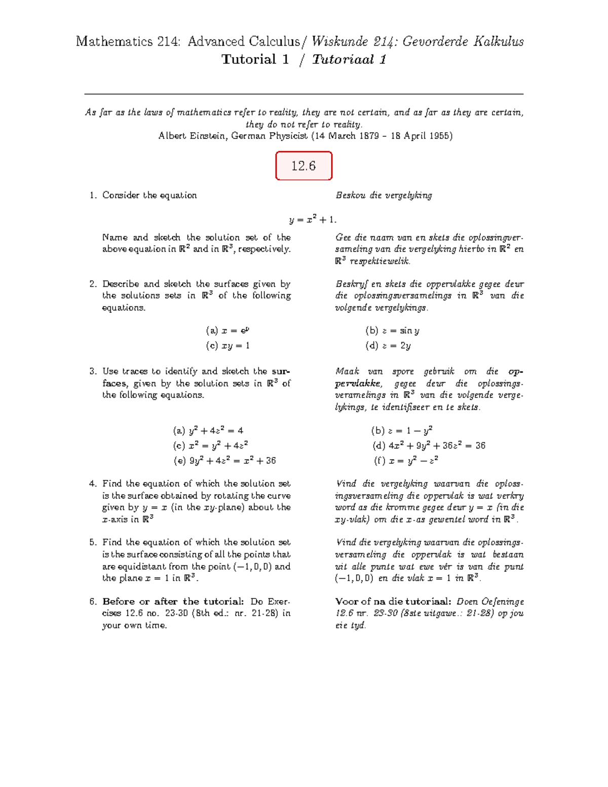 AC Tutorial 1 - tut - Mathematics 214: Advanced Calculus / Wiskunde 214: Gevorderde Kalkulus ...