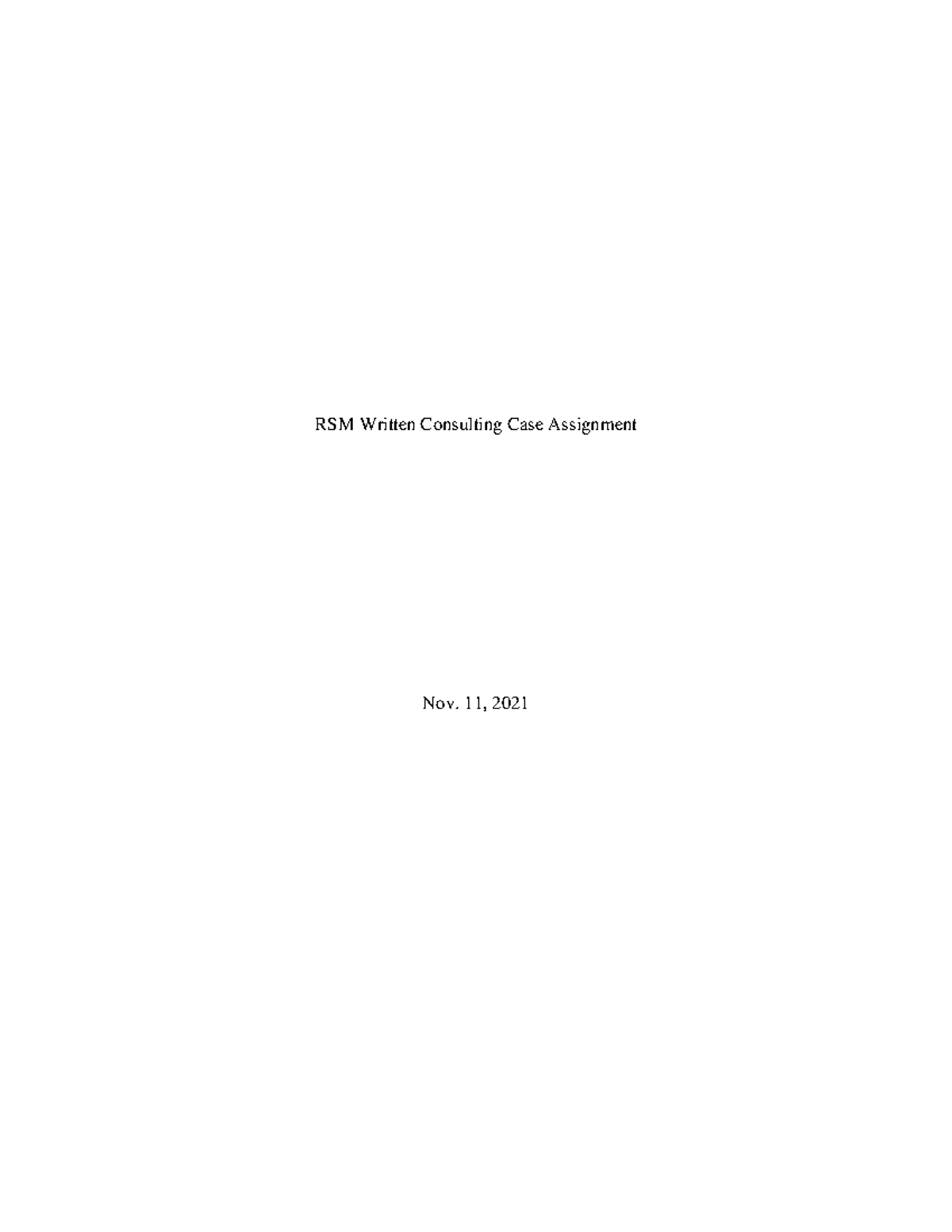 Example - Excellent RSM Report - RSM Written Consulting Case Assignment ...