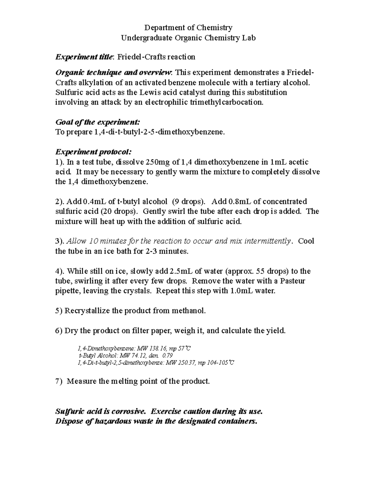 4 Frieproto - lab experiment guides - Department of Chemistry ...