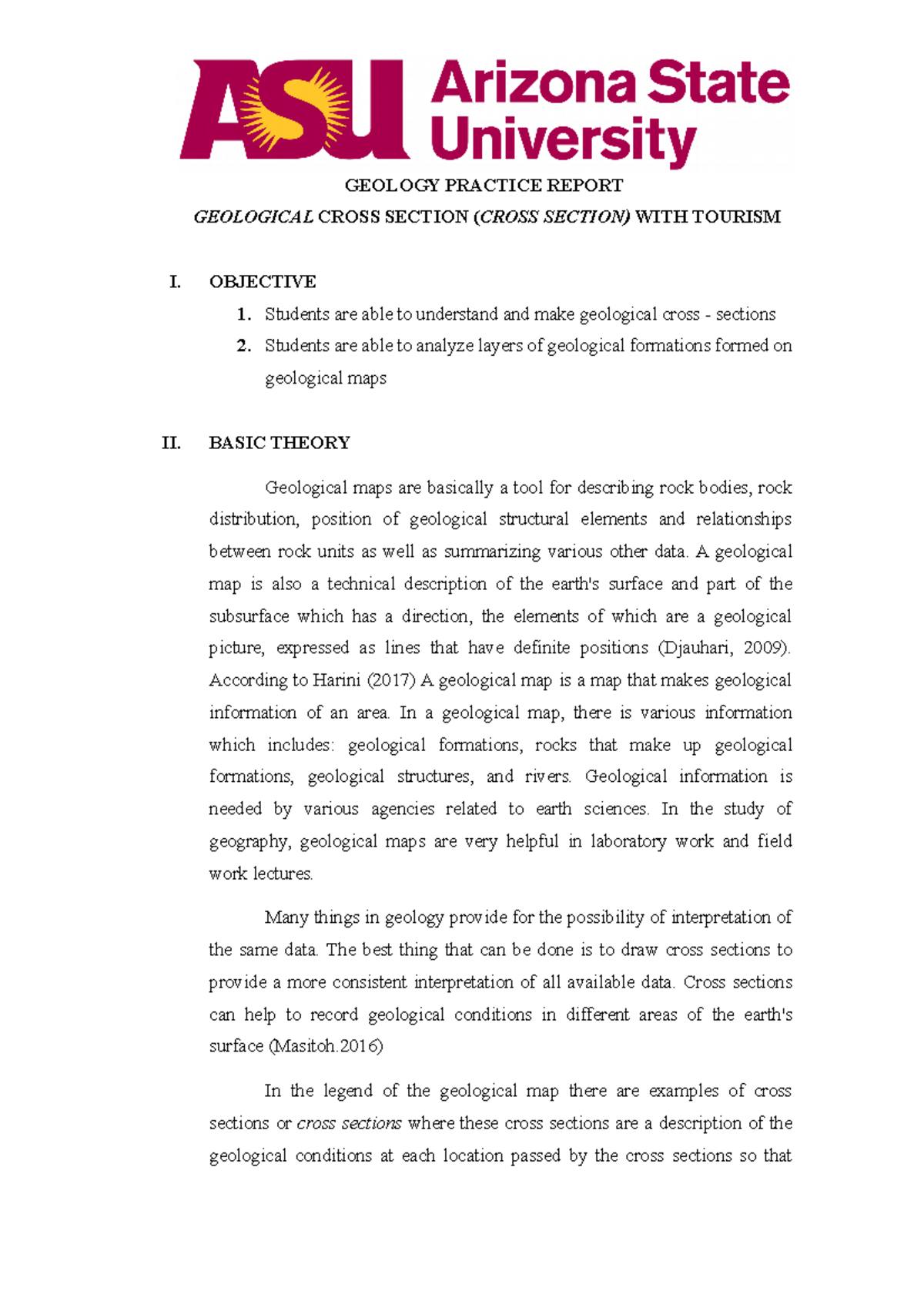 Geology Practice Report Geological Cross Section ( Cross Section) WITH ...