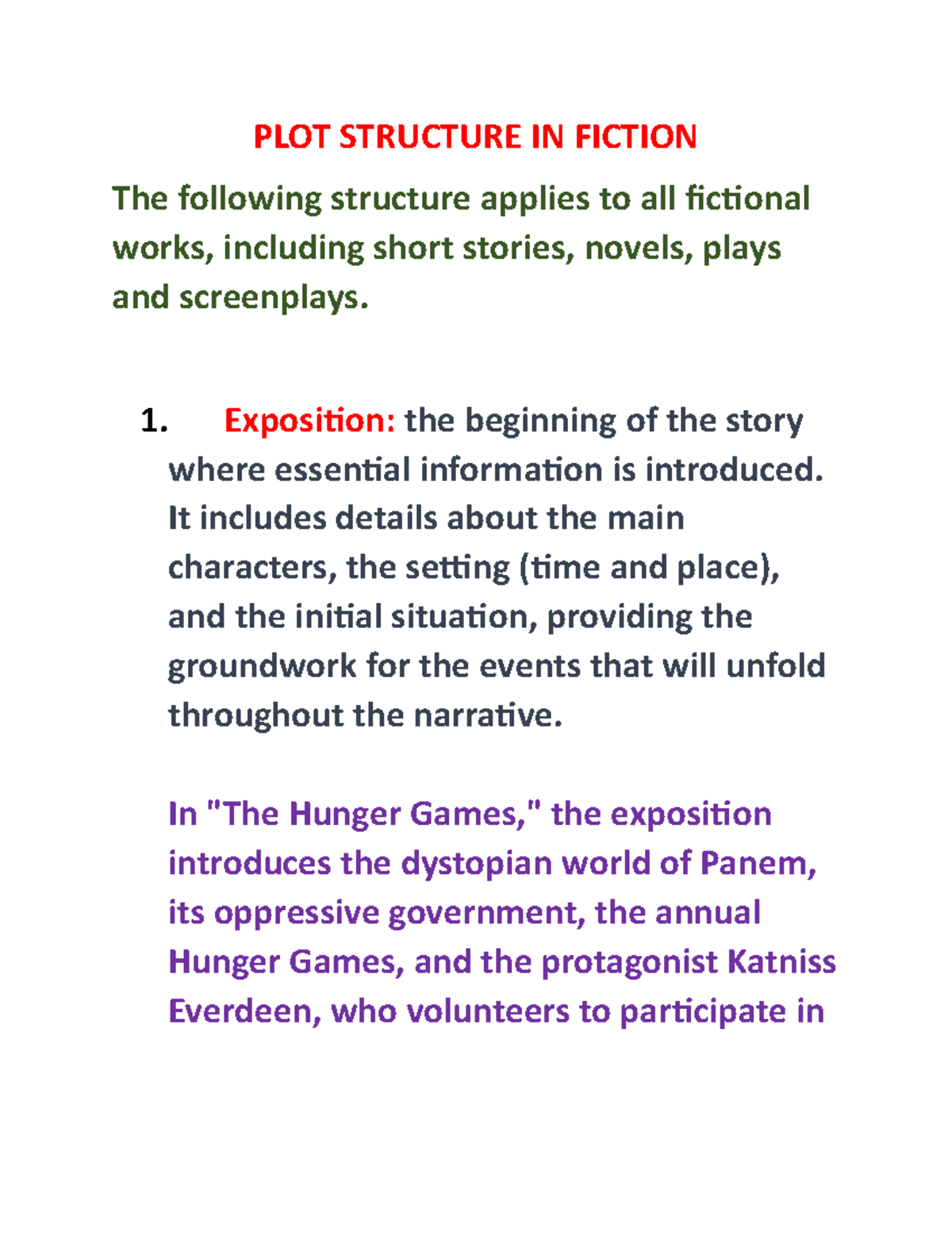 Plot Structure - Narrative Writing - PLOT STRUCTURE IN FICTION The ...
