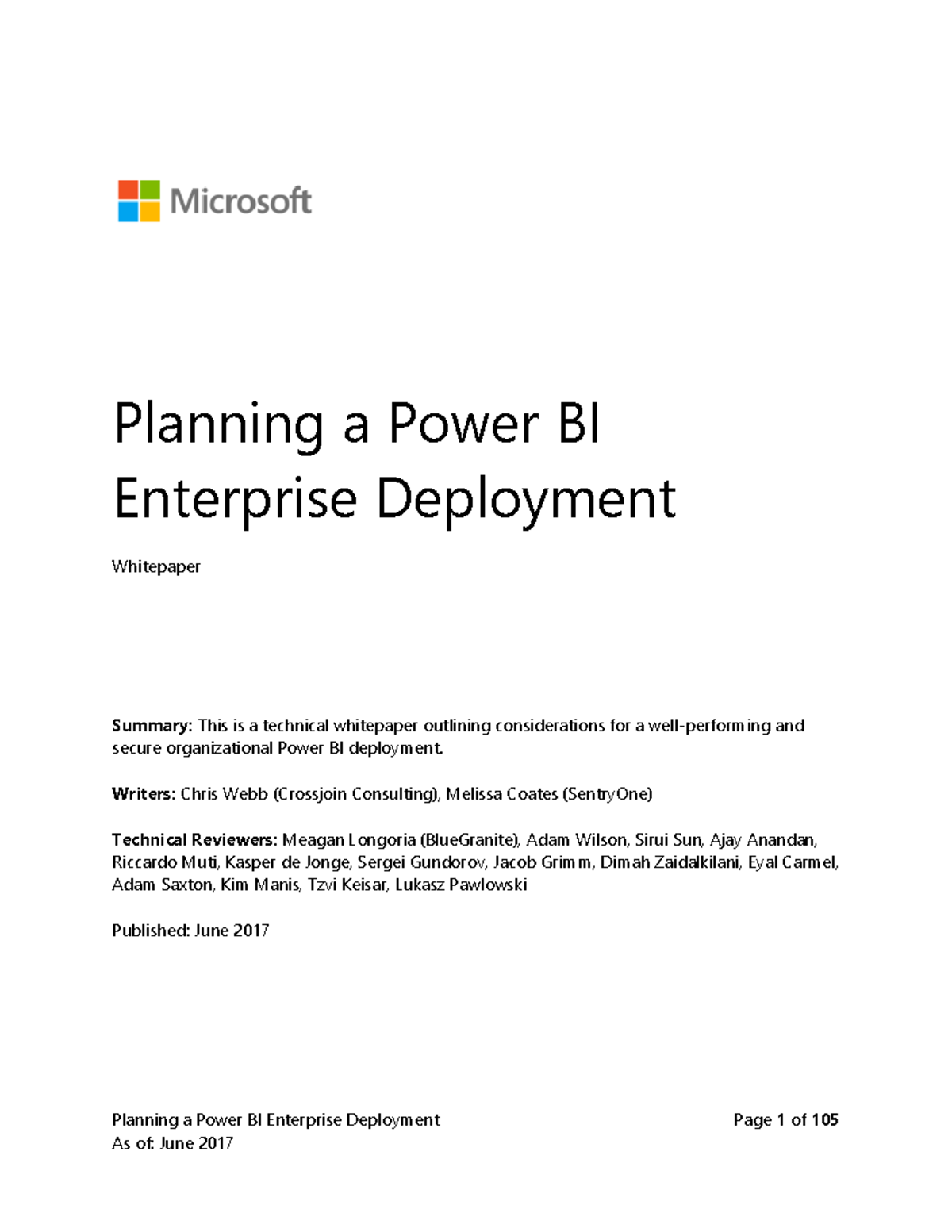 Planning a Power BI Enterprise Deployment - Writers: Chris Webb ...