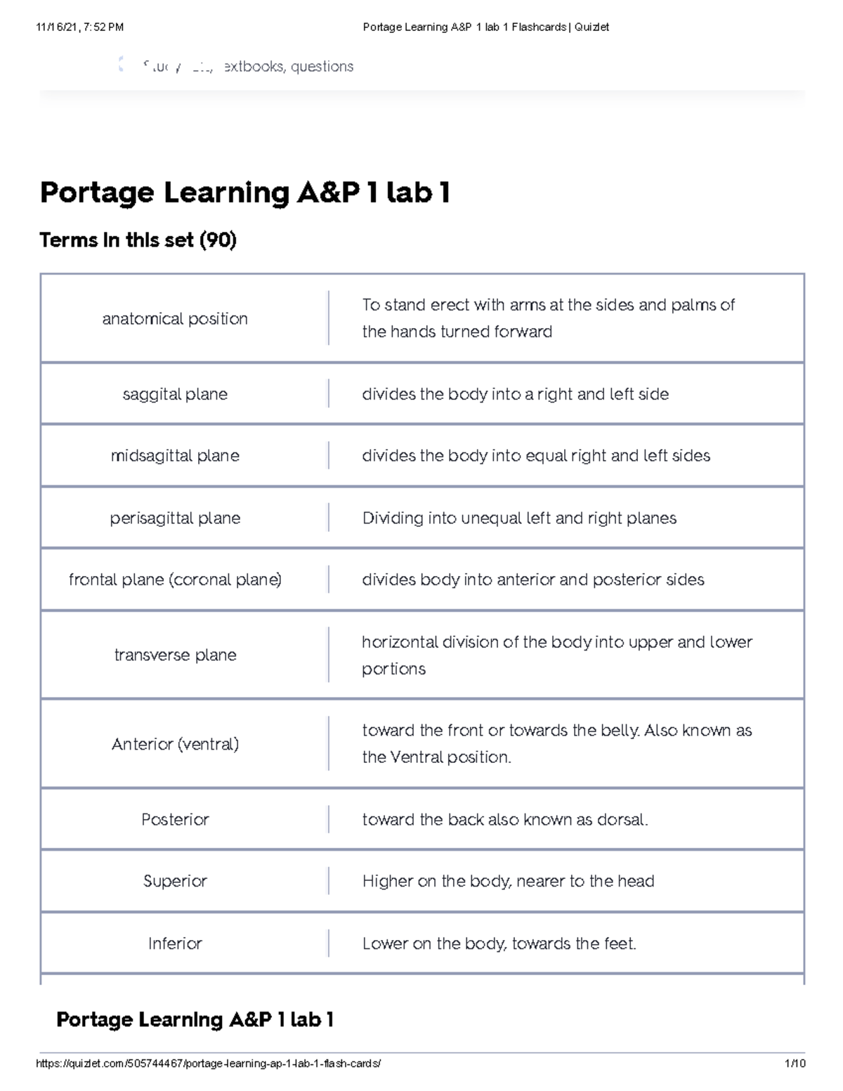 Portage Learning A P 1 lab 1 - Free trial Portage Learning A&P 1 lab 1 ...