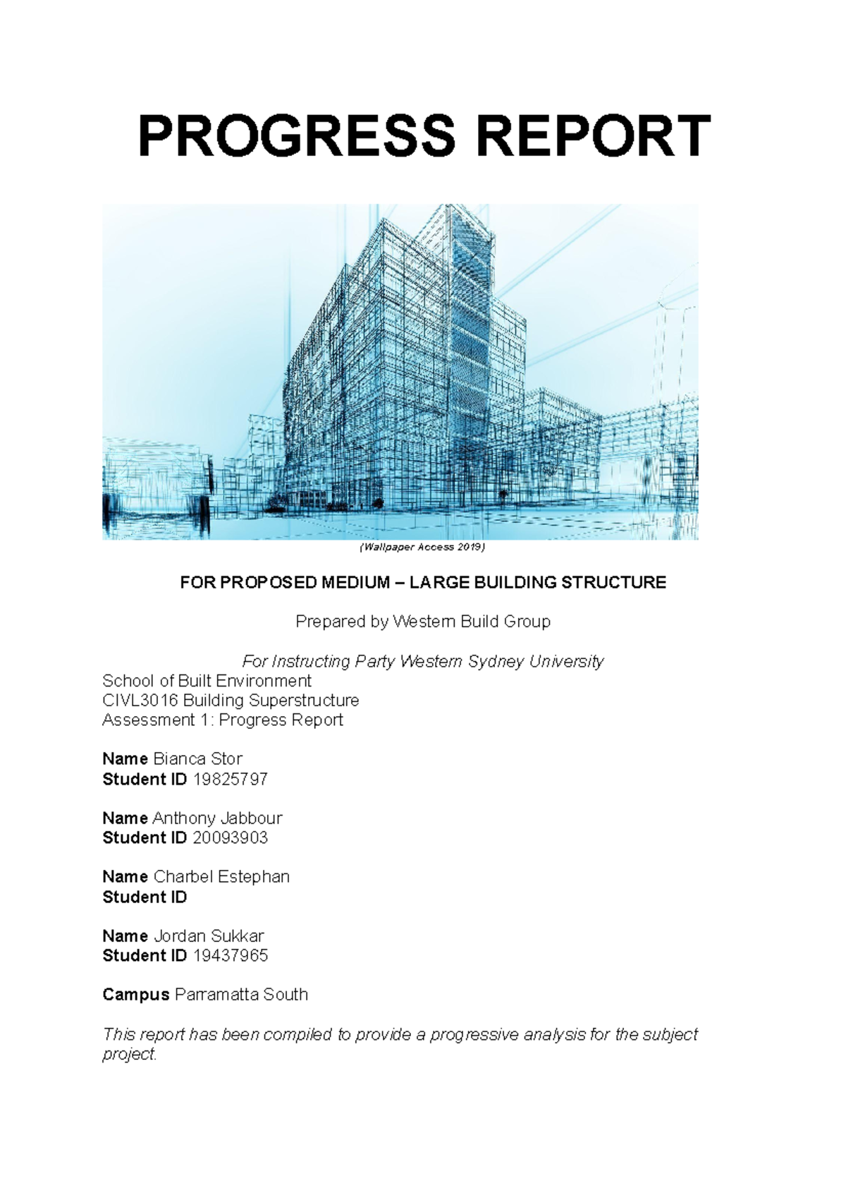 Progress Report - Assignment for this subject - PROGRESS REPORT ...