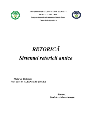 Referat retorică - An essay - “Retorica” lui Aristotel Aristotel este ...
