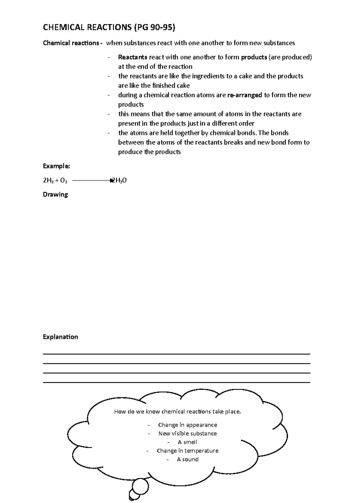Chemical Reactions - Notes and acticities for grade 8 - CHEMICAL ...