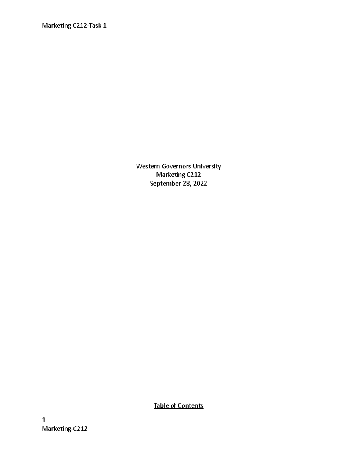 Marketing-C212 PA - Marketing C212 Task 1 - Western Governors ...