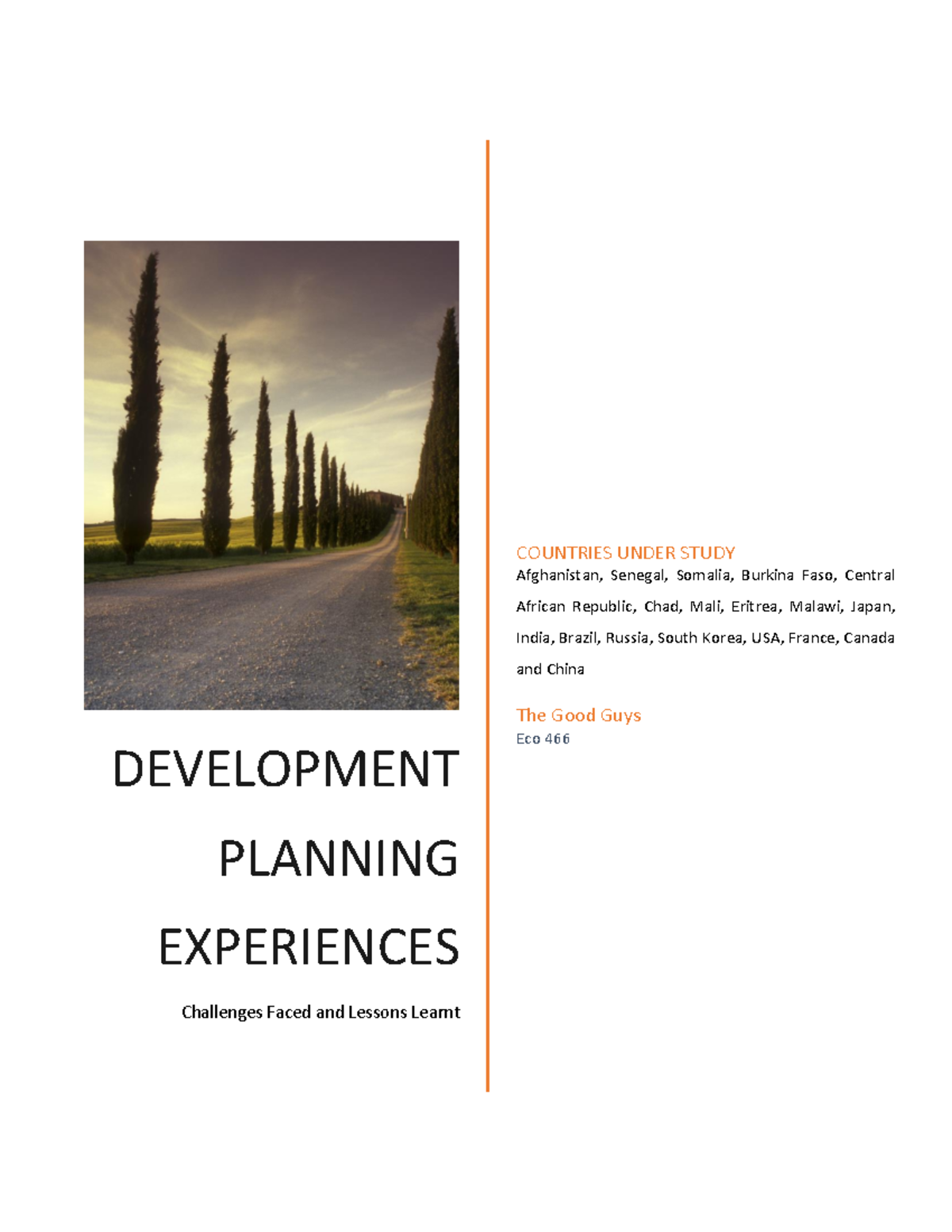 Development Planning Experiences - DEVELOPMENT PLANNING EXPERIENCES ...