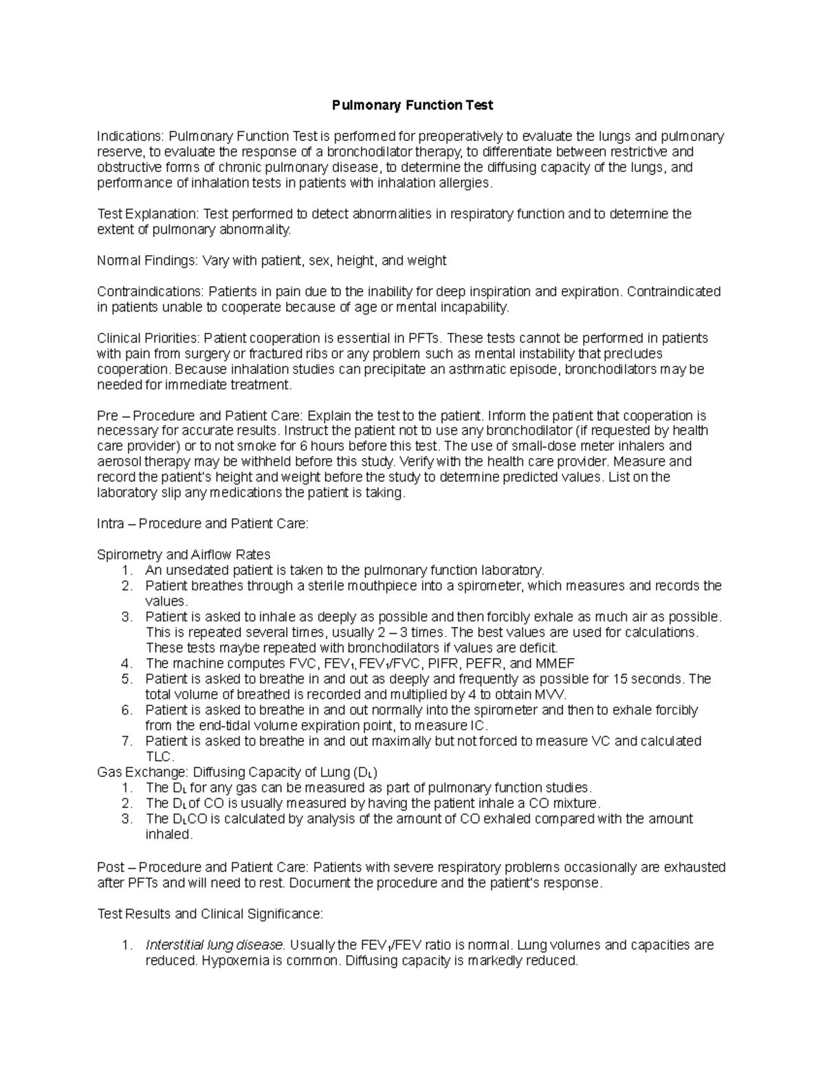 PFT - Pulmonary Function Test - Pulmonary Function Test Indications ...