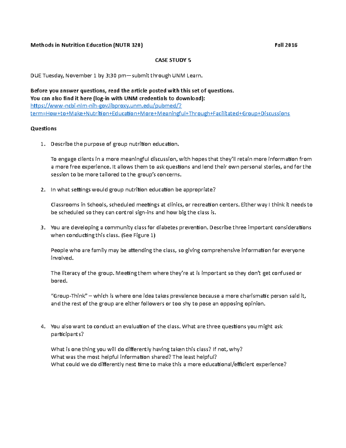 Lecture Notes 5 - Group Facilitation - Methods in Nutrition Education ...