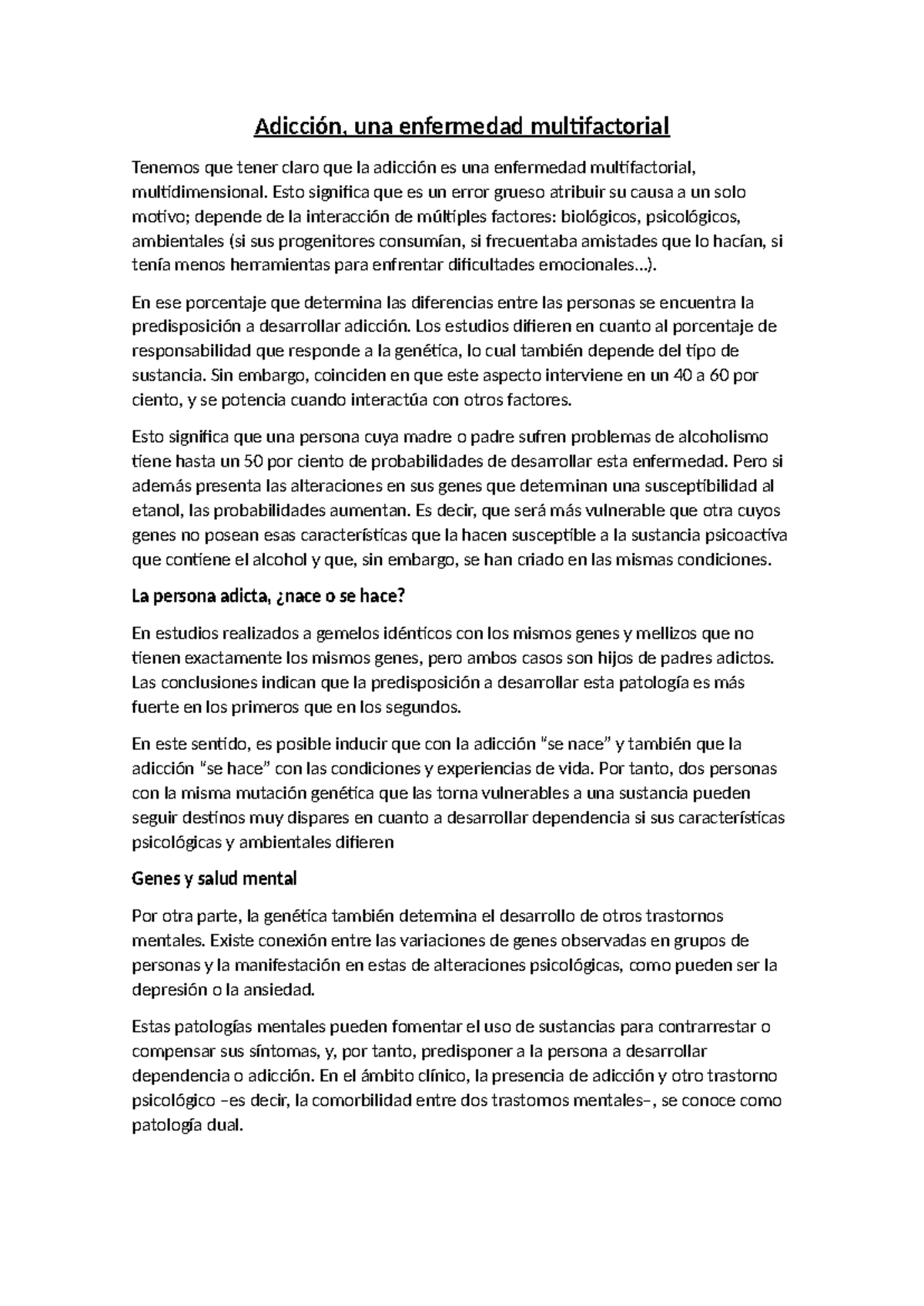 La adiccion una enfermedad multifactorial - Adicción, una enfermedad ...