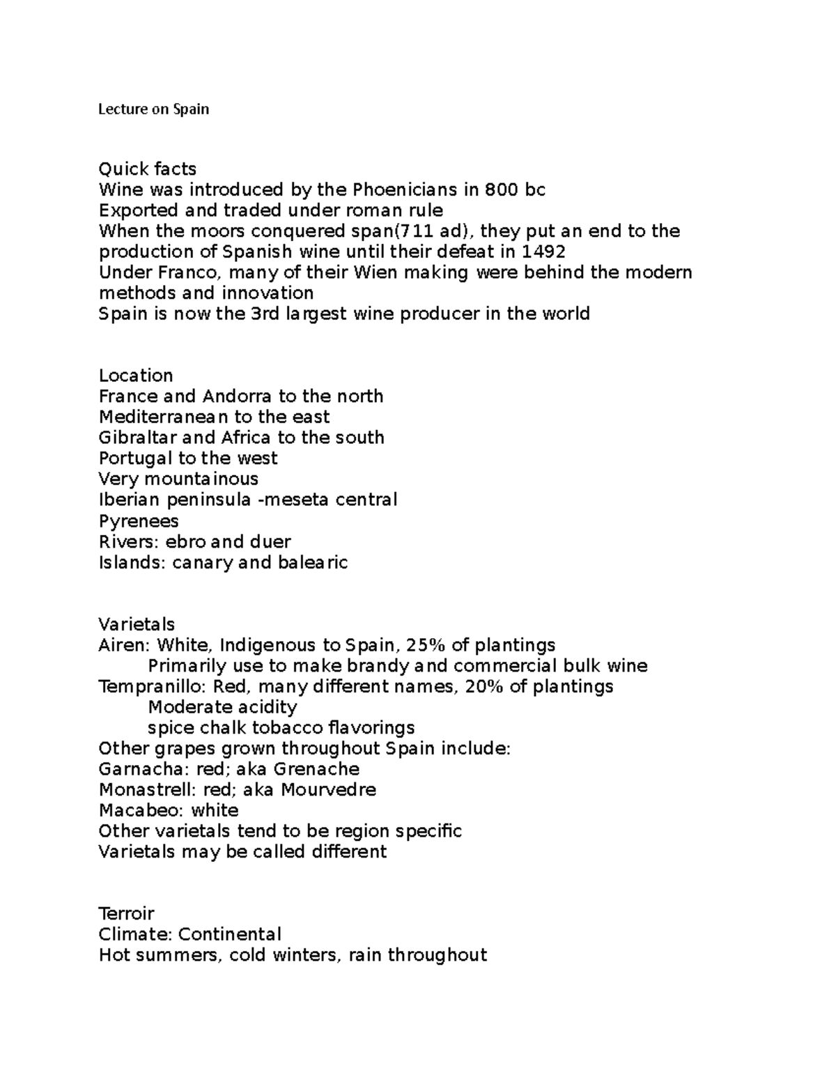 Lecture on Spain - Lecture on Spain Quick facts Wine was introduced by ...