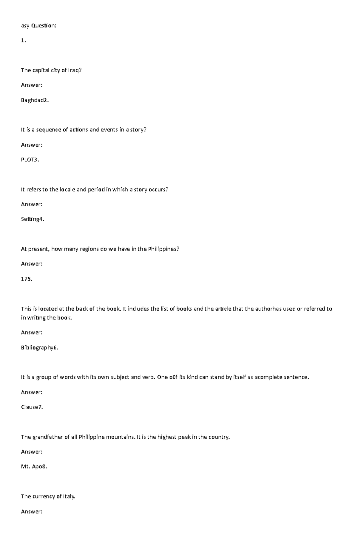 Reviewer 1 - general questions - asy Question: 1. The capital city of ...