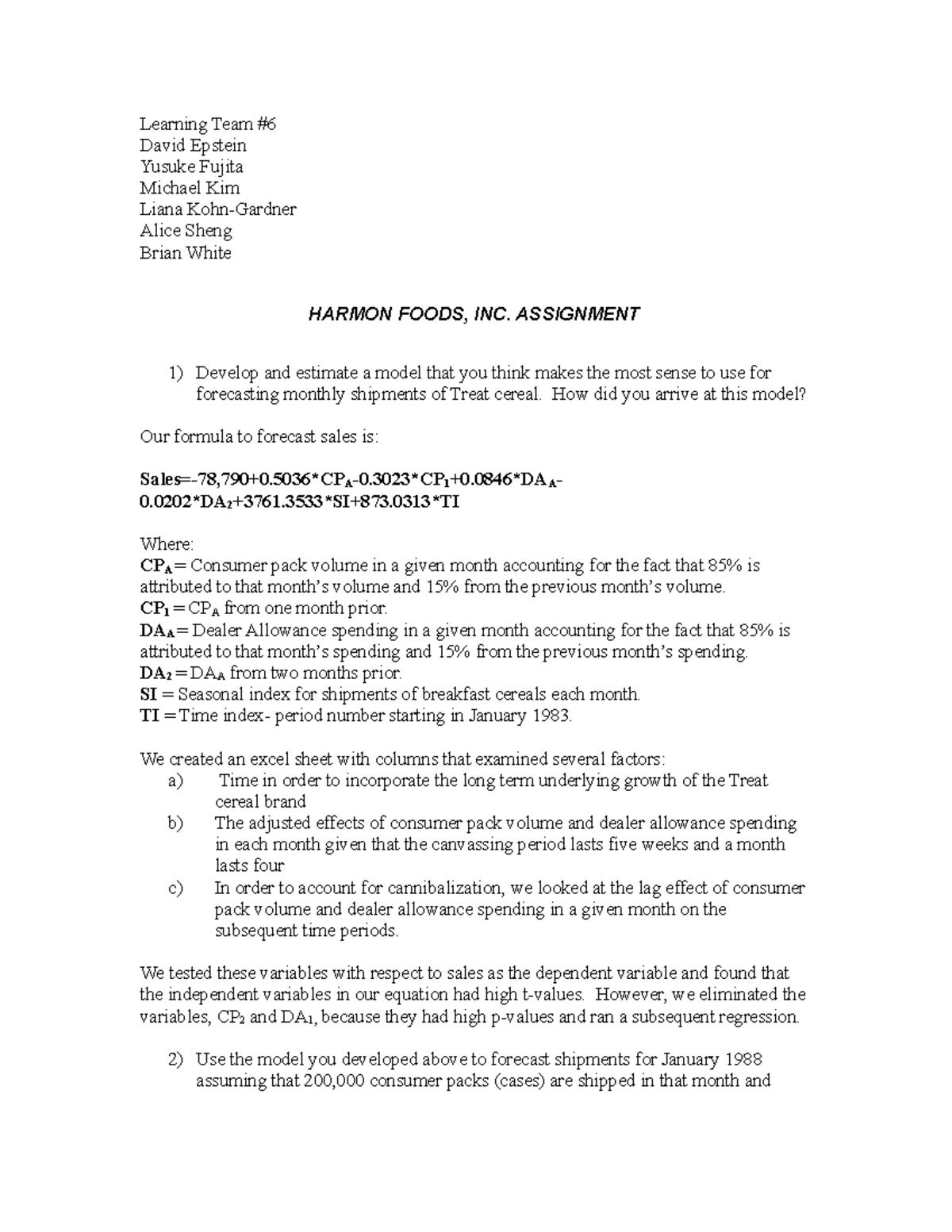 Harmon Case Group 6 - Case study - Learning Team David Epstein Yusuke ...