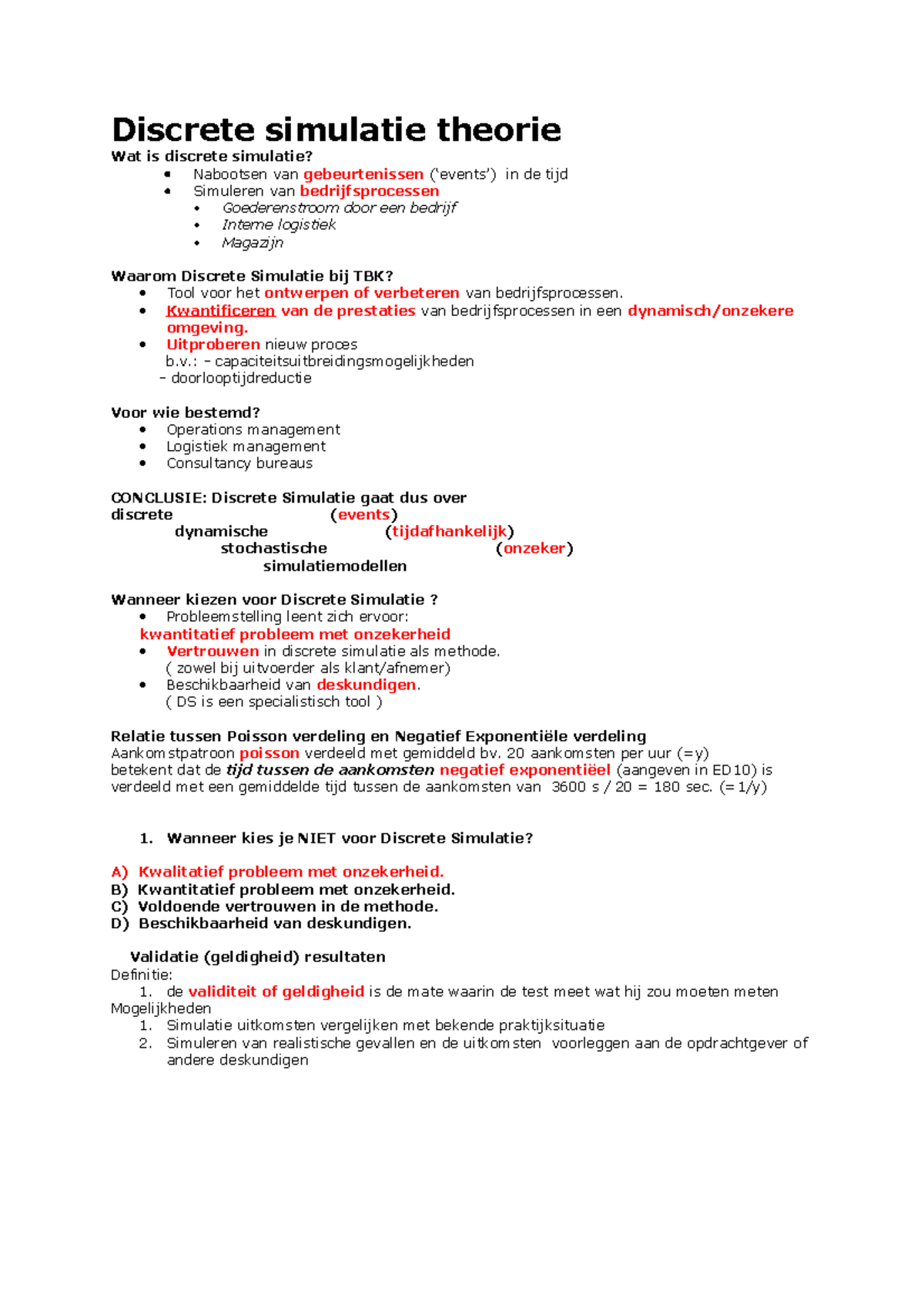 Discrete simulatie theorie leerjaar 2 - Discrete simulatie theorie Wat ...