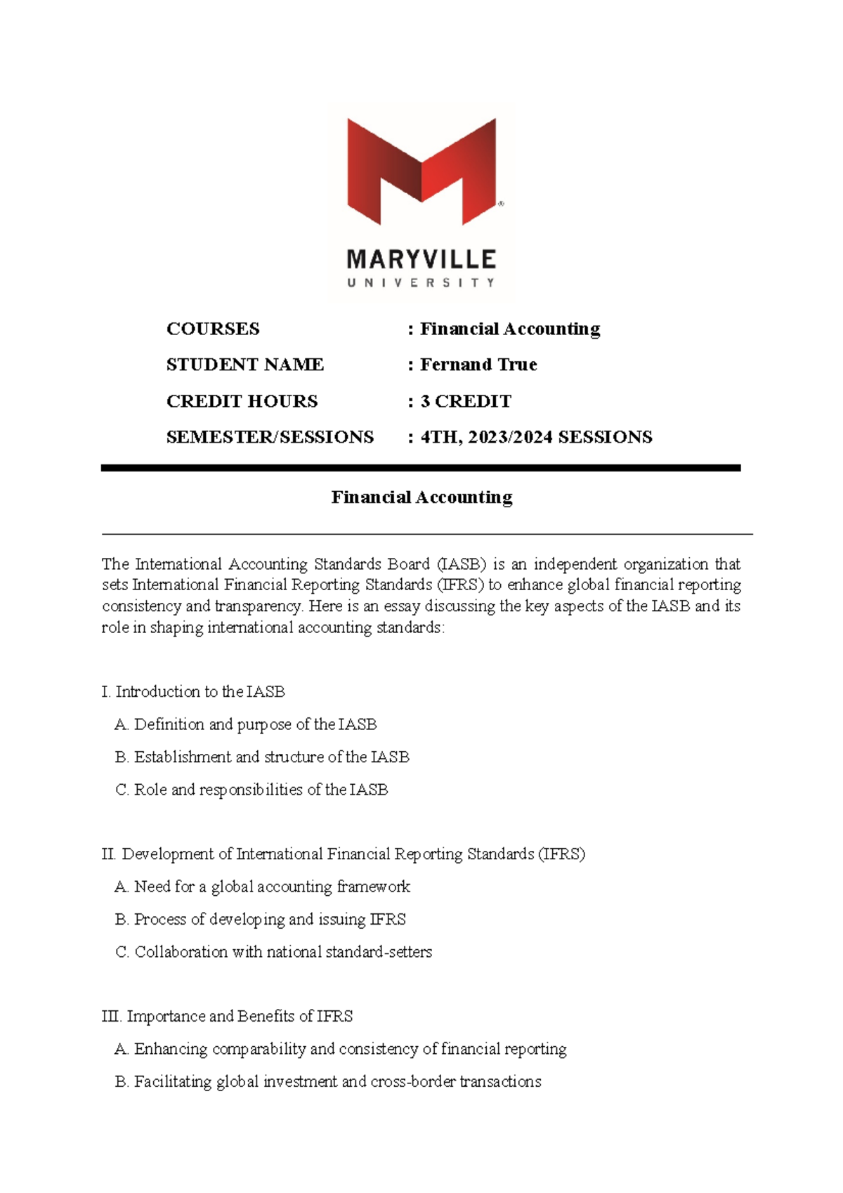 The International Accounting Standards Board (IASB) - Here is an essay ...