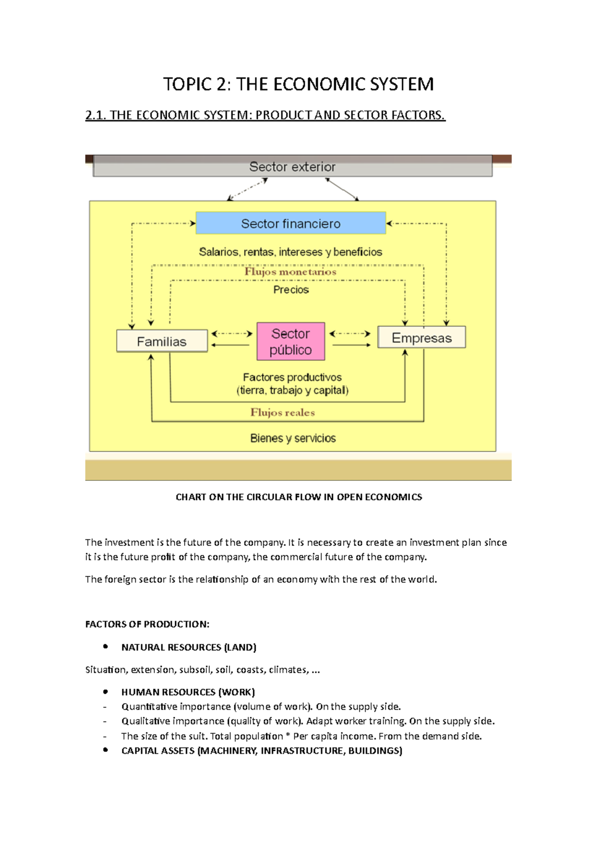 Unit 2 - Lecture notes 2 - TOPIC 2: THE ECONOMIC SYSTEM 2. THE ECONOMIC ...