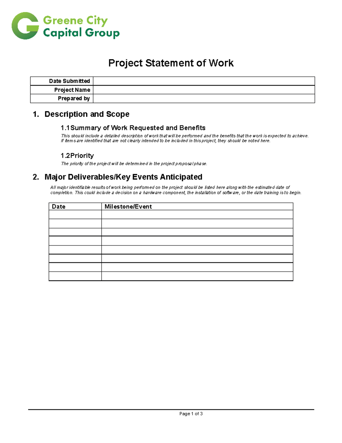 SOW Template - C716 - Project Statement of Work Date Submitted Project ...