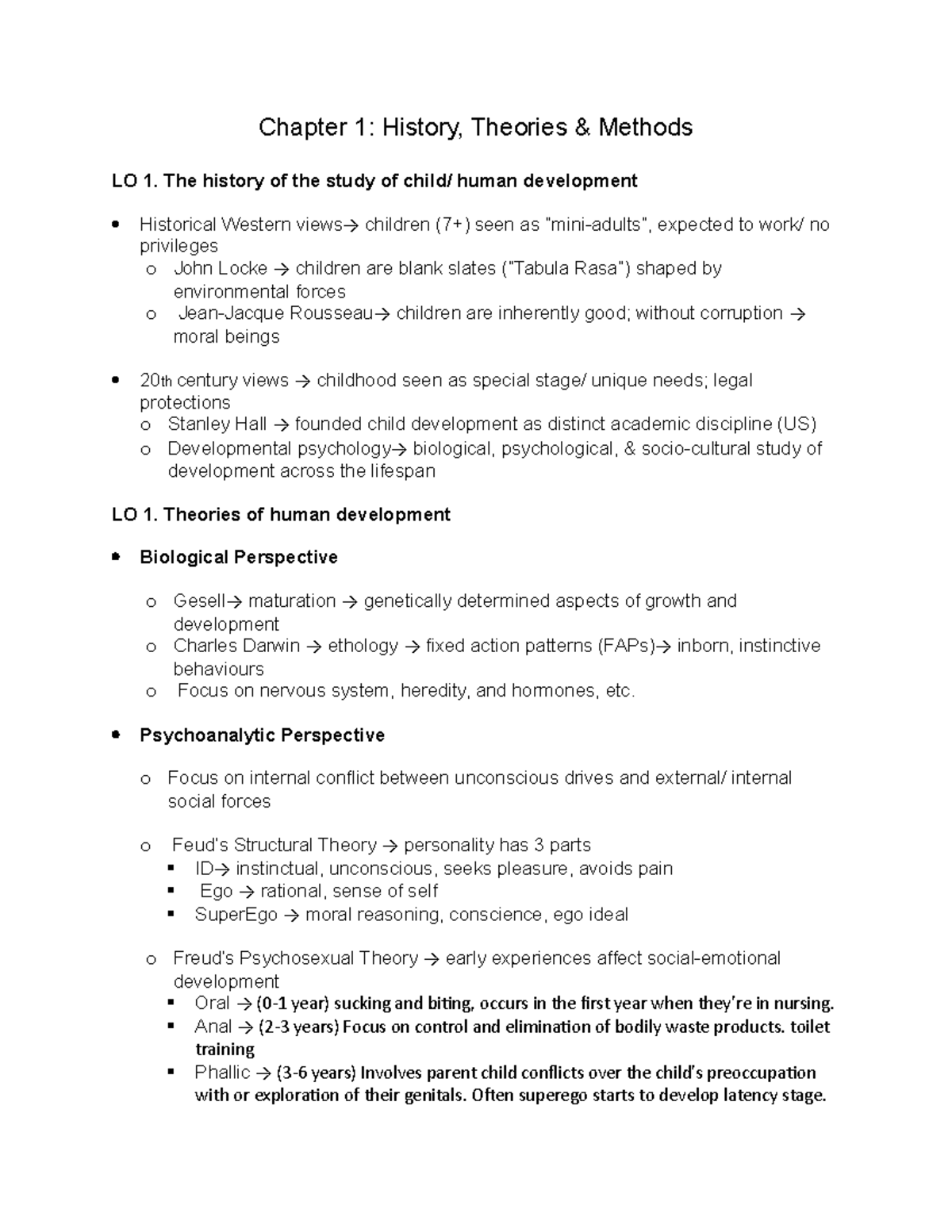 Developmental Psychology Chapter 1 History, Theories & Methods ...