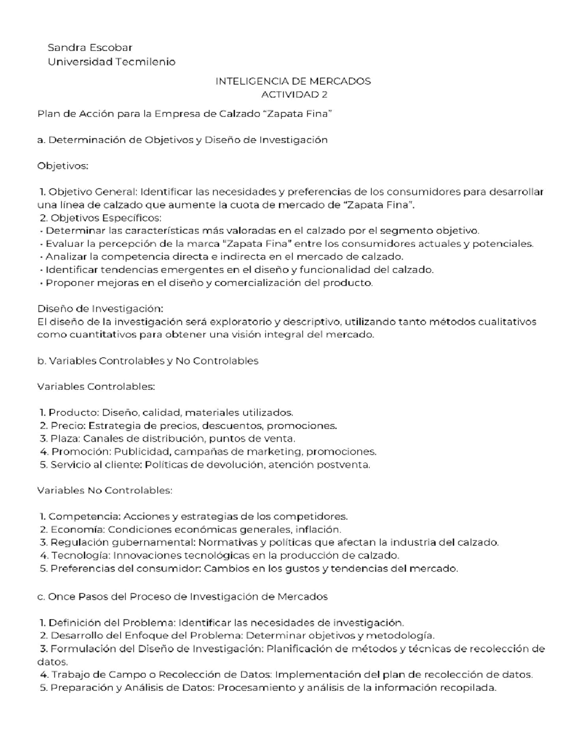 Evidencia 2 Inteligencia DE Mercados - Sandra Escobar Universidad Tecmilenio INTELIGENCIA DE ...