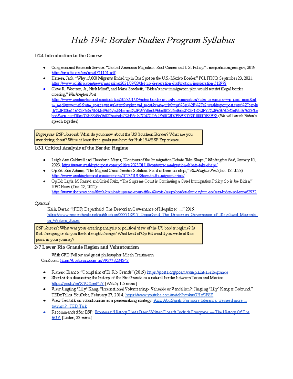 HUB CC 194 - reading assignments - Hub 194: Border Studies Program ...