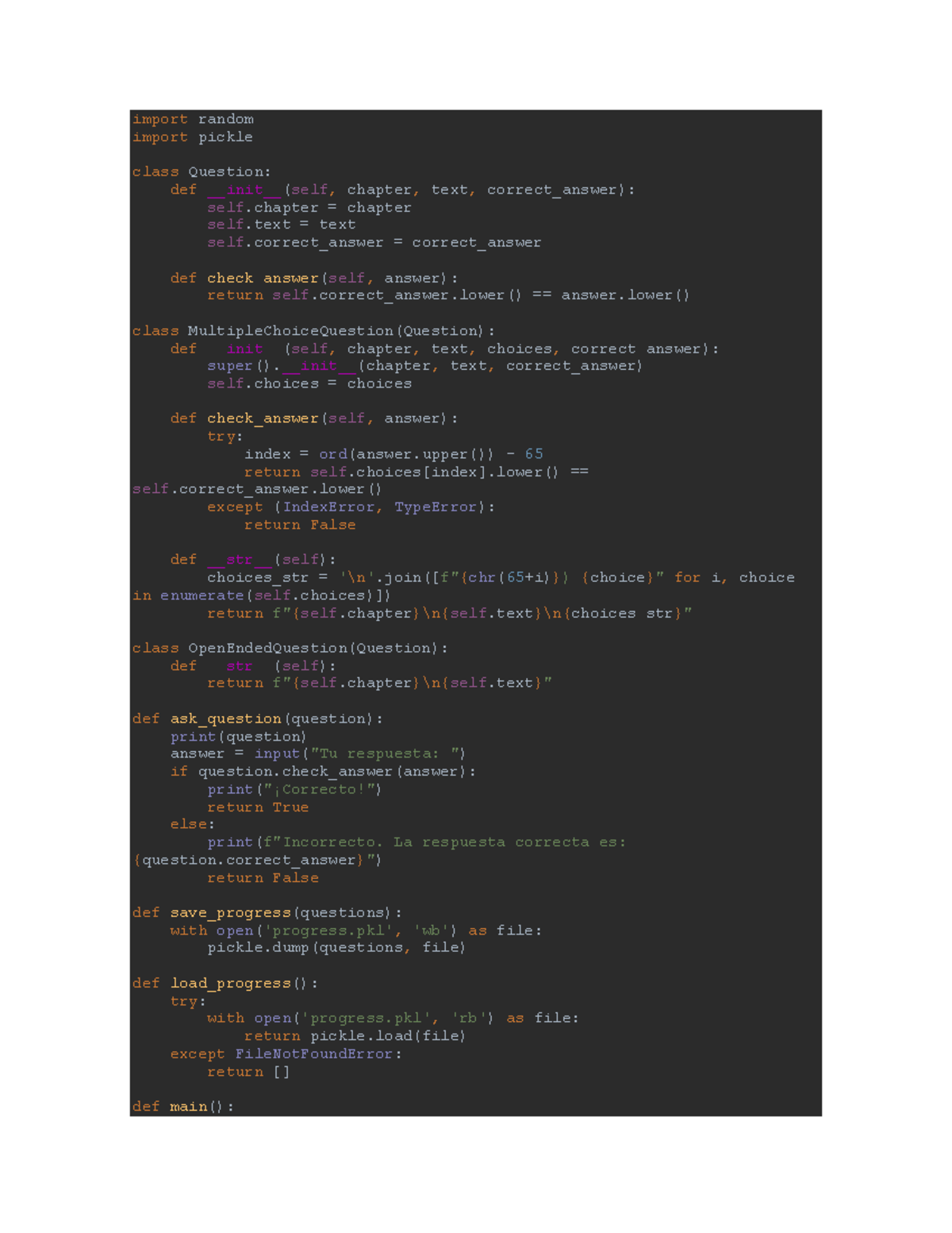 Codigo python preguntas fisiologia - import random import pickle class ...