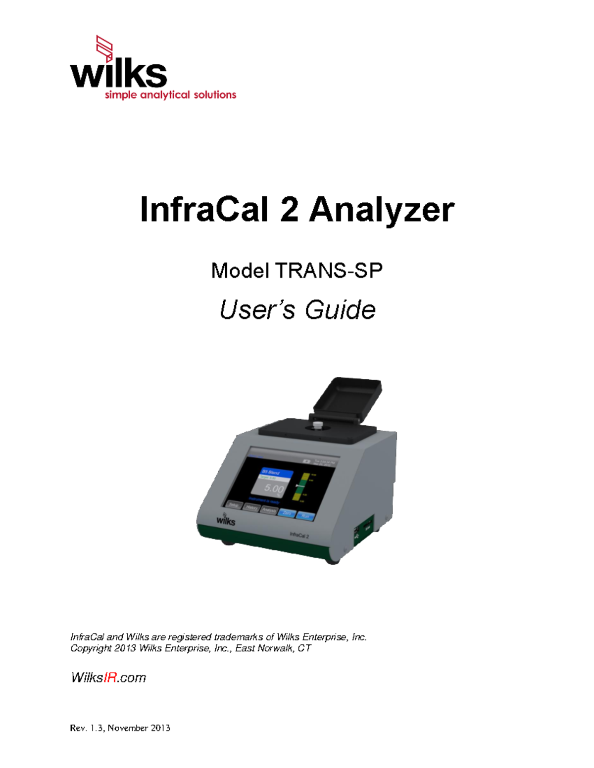 Infra Cal 2 TRAN-SP Manual Oi W Rev 1 - Rev. 1, November 2013 InfraCal ...
