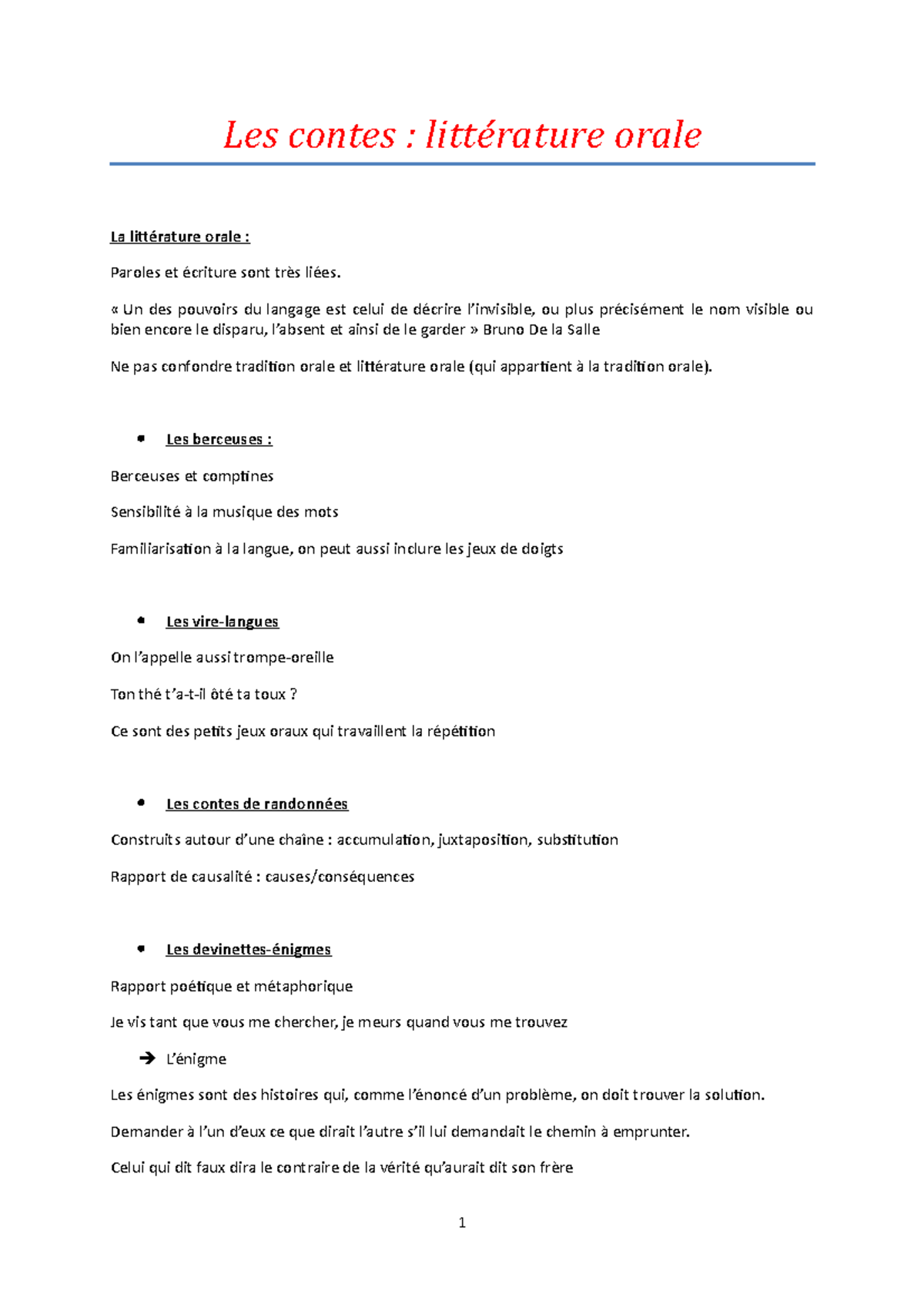 Français MEEF Les contes - Les contes : littérature orale La ...