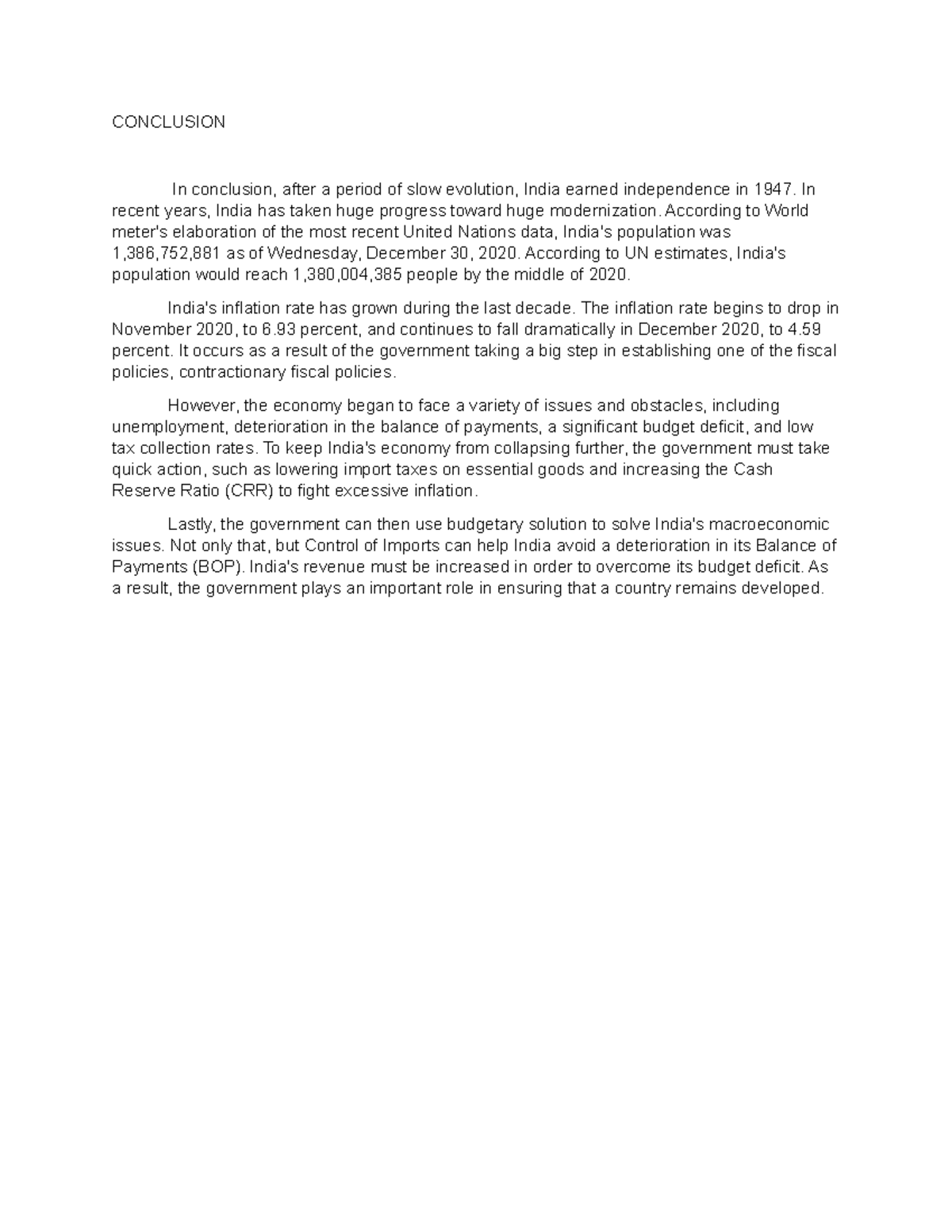 Conclusion ECONOMY MALAYSIAN - Business study - UiTM - Studocu