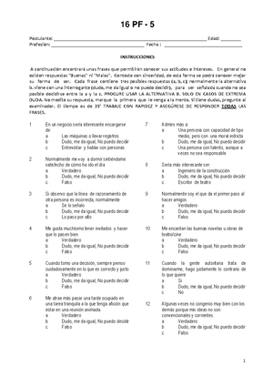 Manual Cuestionario de personalidad de Eysenck revisado EPQ-R - Studocu