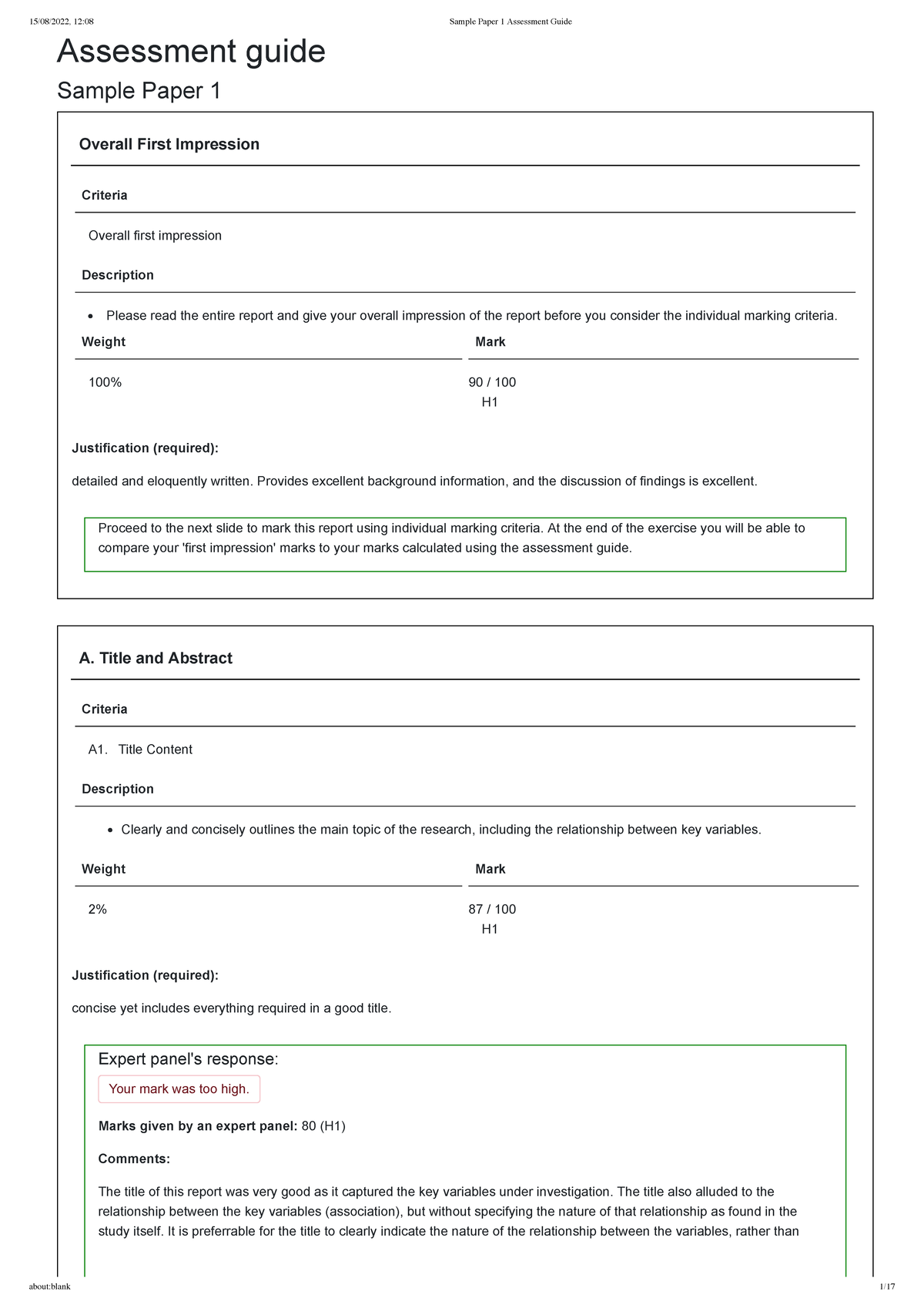 Sample Paper 1 Assessment Guide - Assessment guide Sample Paper 1 ...