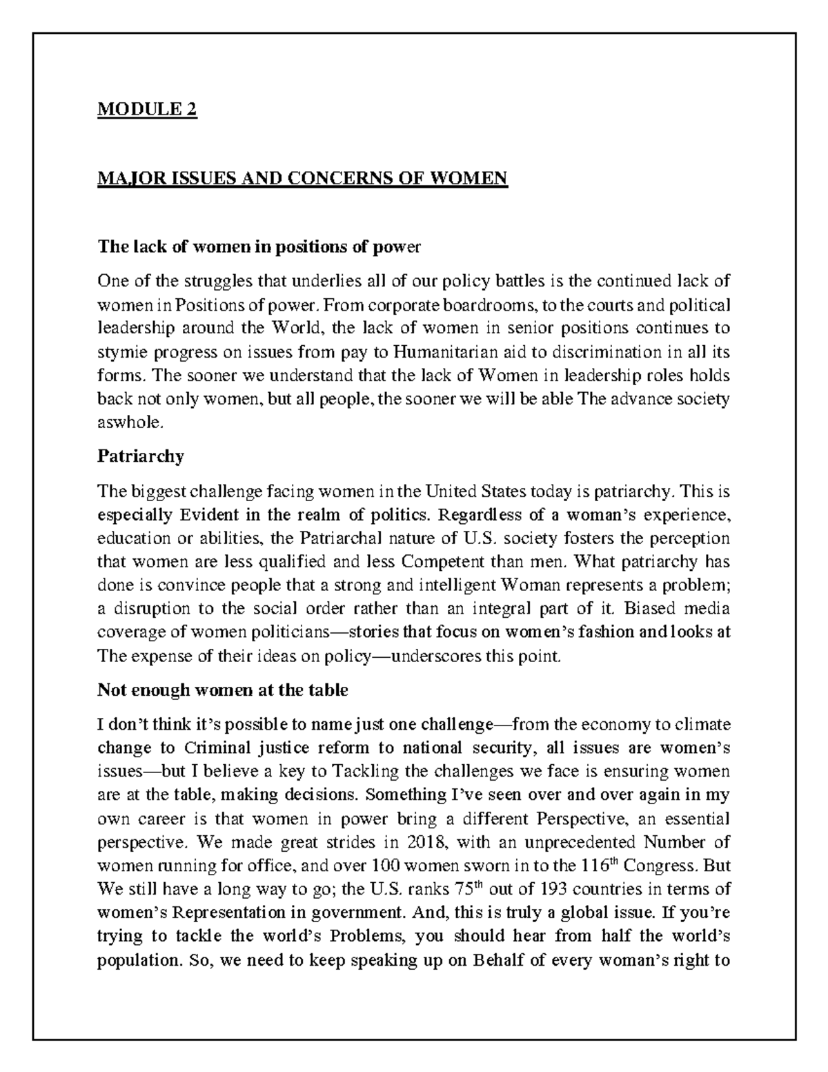 STUDY MATERIAL MASTER IF SOCIAL WORK - MODULE 2 MAJOR ISSUES AND ...