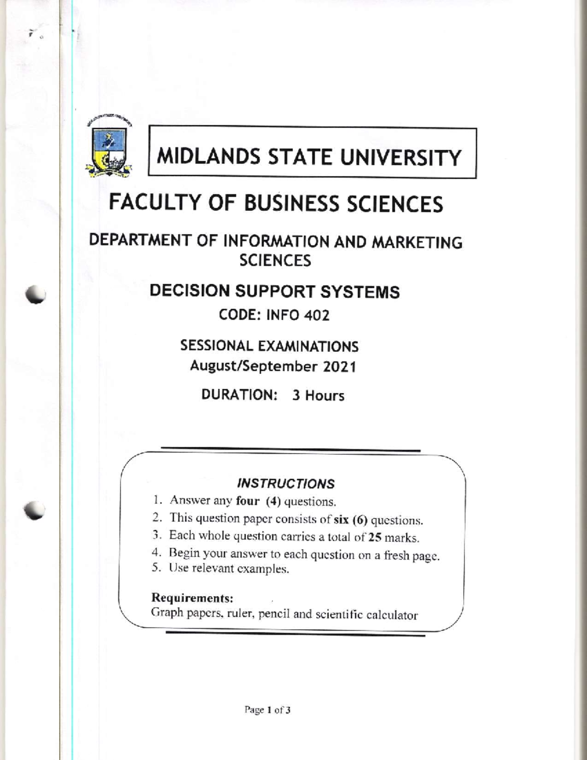 INFO402 SEP 2021 - past paper - Information Systems - Studocu