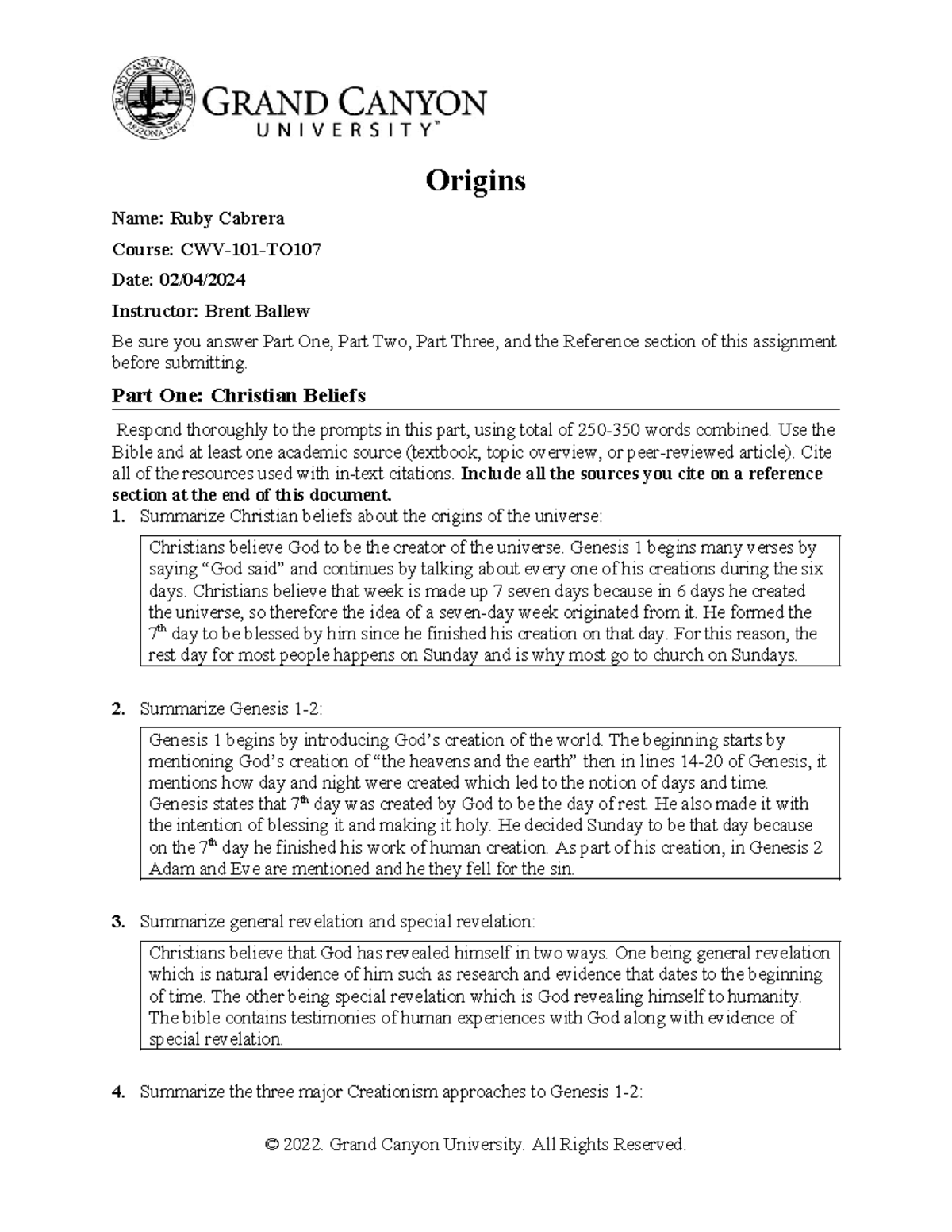 CWV 101 301 RS T2Origins Online - Origins Name: Ruby Cabrera Course ...