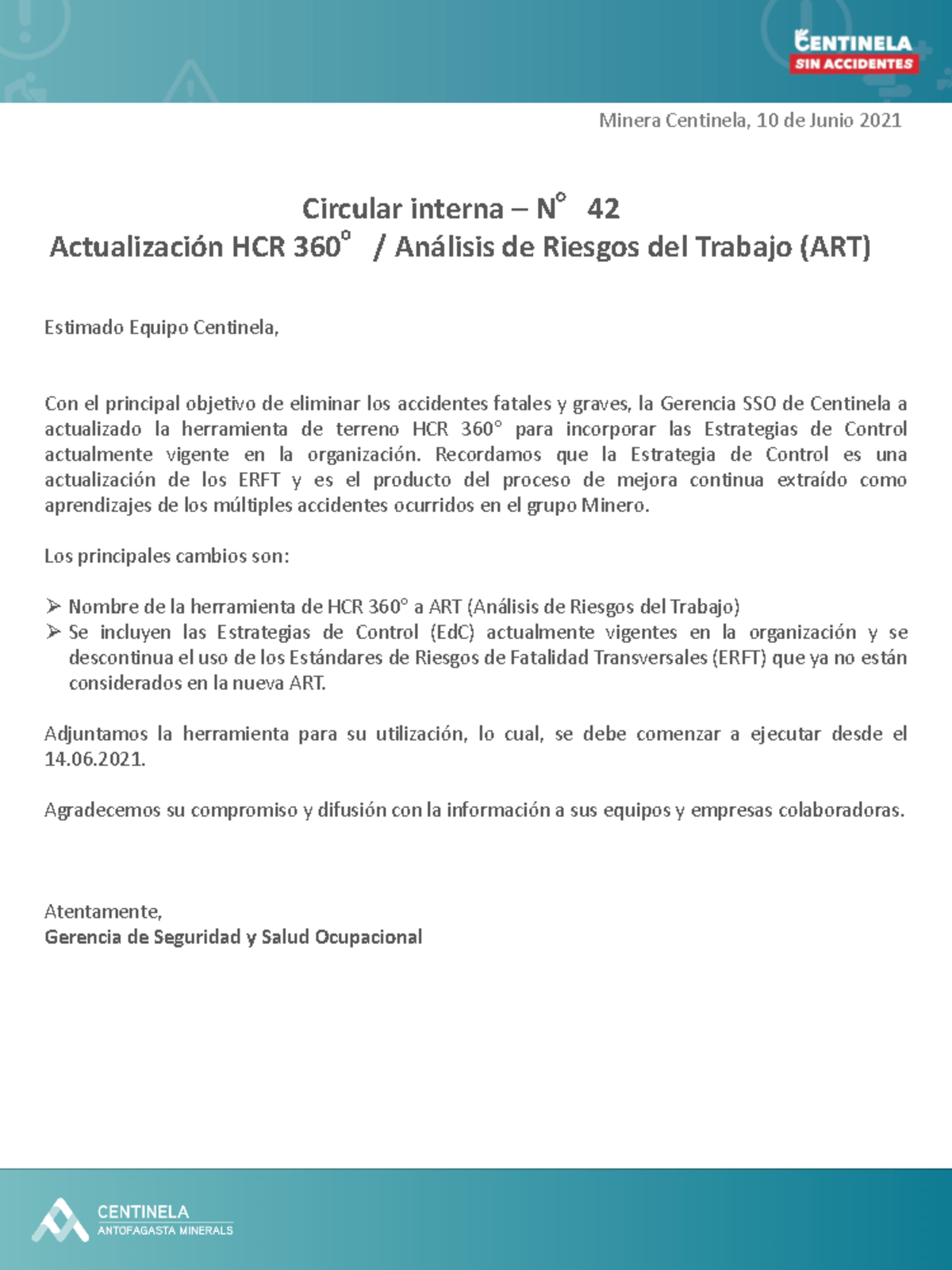 Circular Interna 42 - Actualización HCR 360 (ART - EDC) - Minera ...