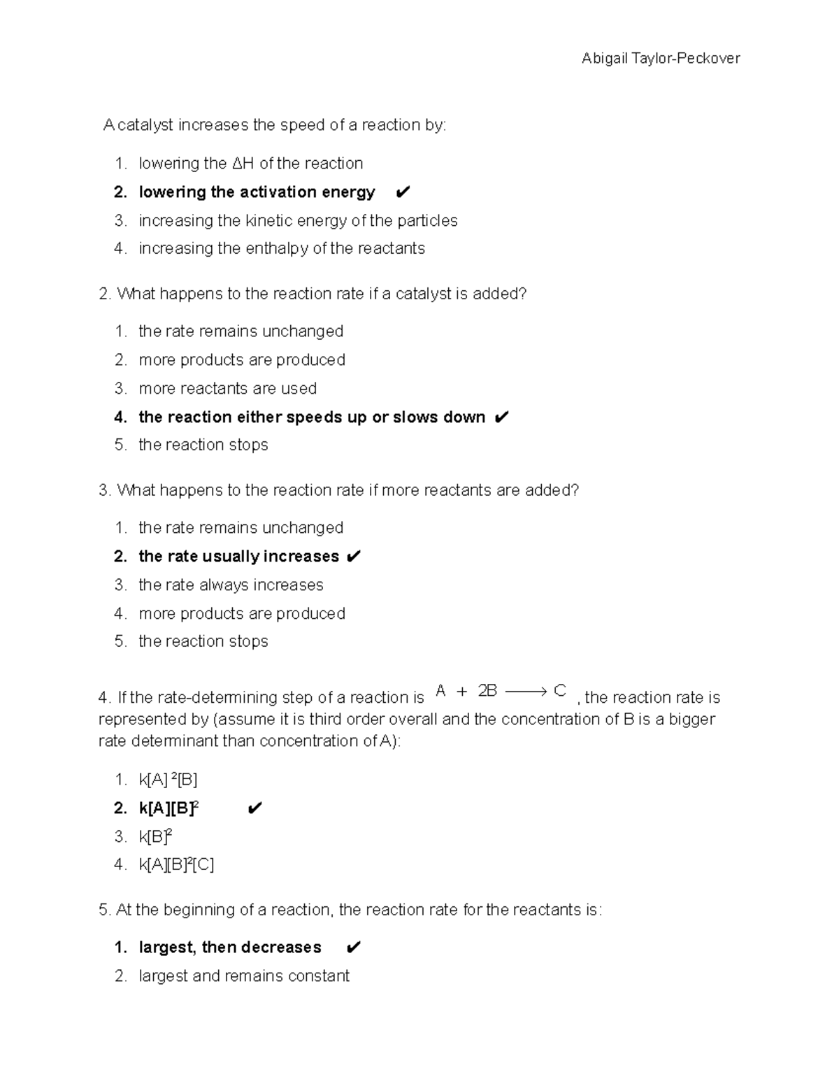 SCH4U Lesson 14 - Brief - A catalyst increases the speed of a reaction ...