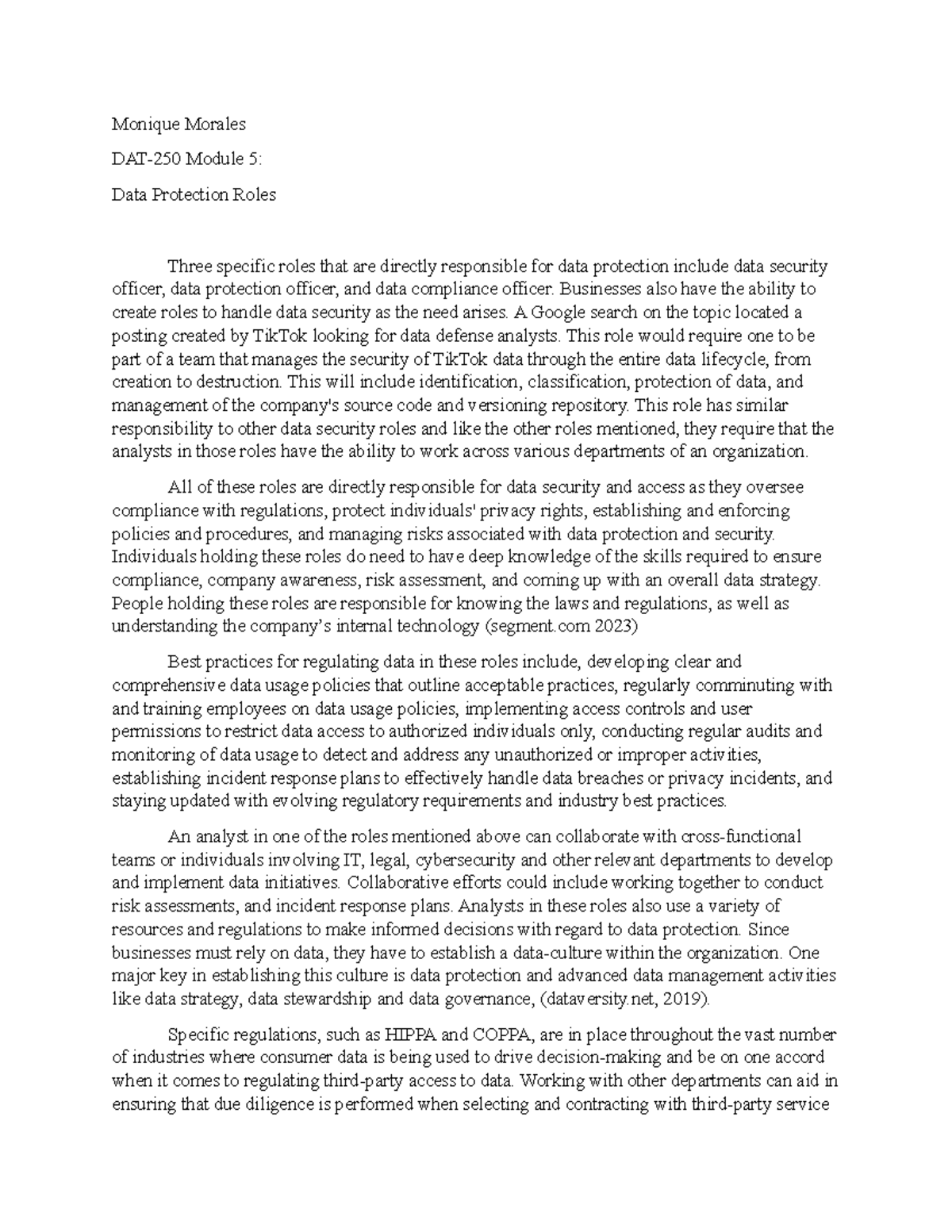 Data Analyst Roles for Data Access and Security - Module 5 - Monique ...