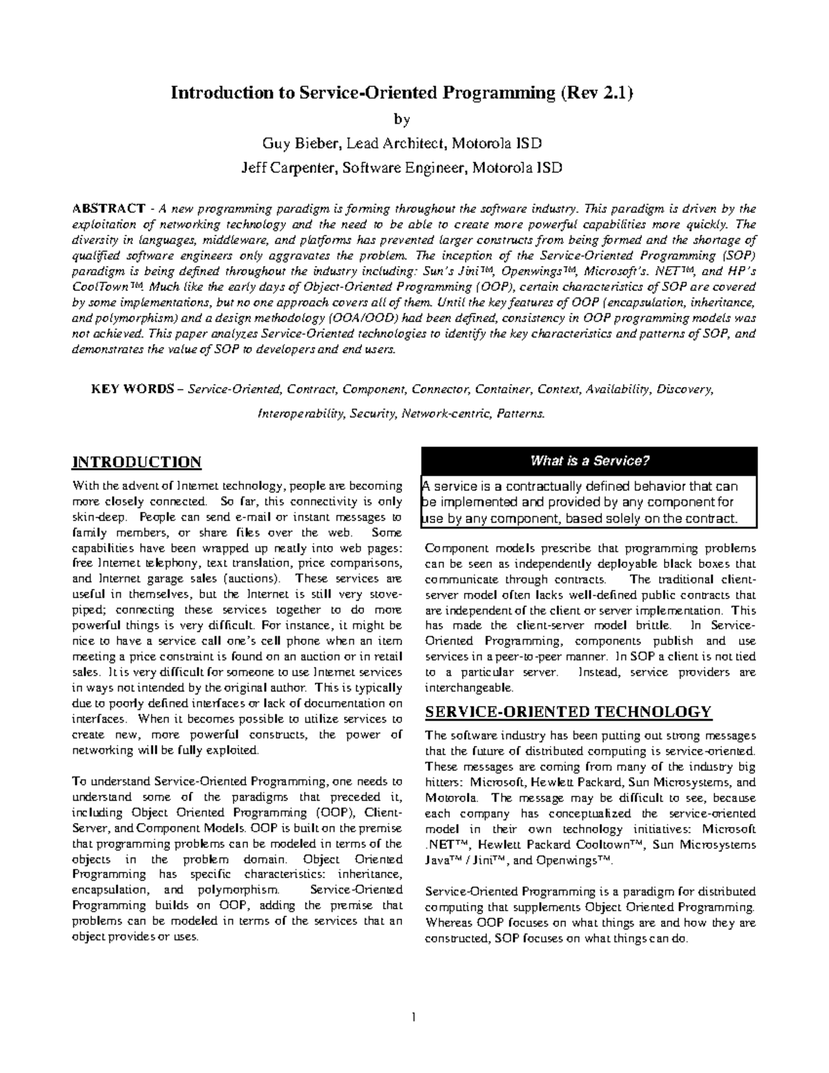 Service Oriented Introduction - Introduction to Service-Oriented Programming (Rev 2) by Guy ...