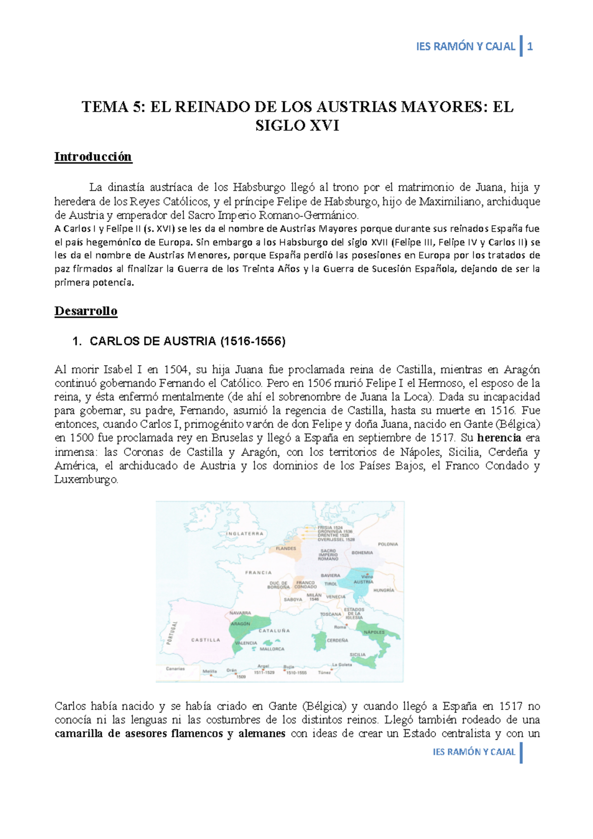 TEMA 5. EL Reinado DE LOS Austrias Mayores - TEMA 5: EL REINADO DE LOS AUSTRIAS MAYORES: EL ...