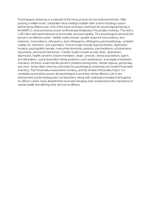 Extra credit forensic psych - A psychological now used on children is ...