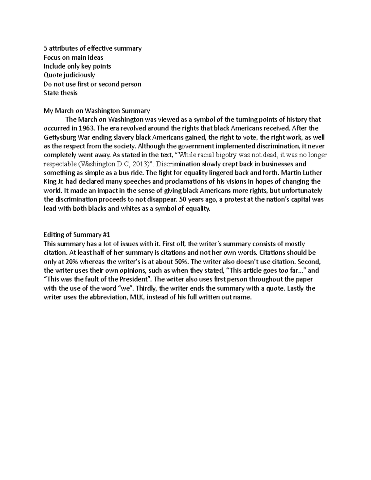 ENG-105 Effective Summary Practice - 5 attributes of effective summary ...