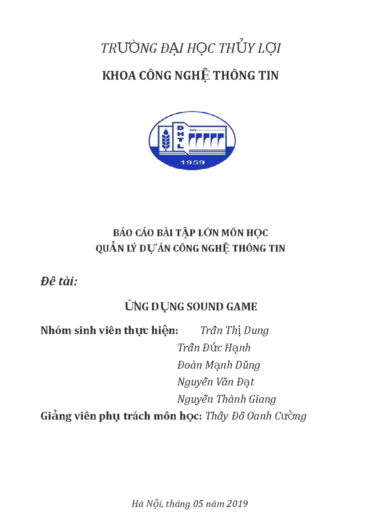 BTTH03 Nhom9 58PM-1 - Quản lý dự án công nghệ tin - TR NG Đ I H C TH Y L I ƯỜ Ạ Ọ Ủ Ợ KHOA CÔNG ...