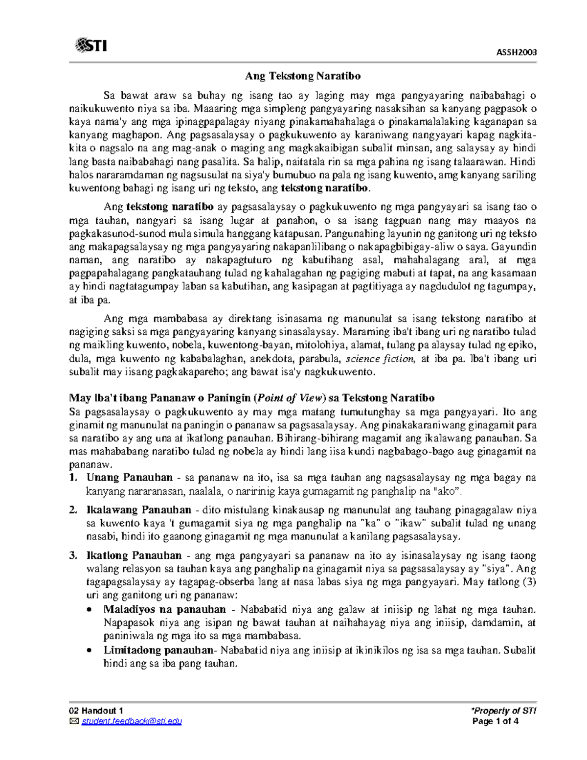 02 Handout 1(15) - For you - 02 Handout 1 *Property of STI Ang Tekstong ...