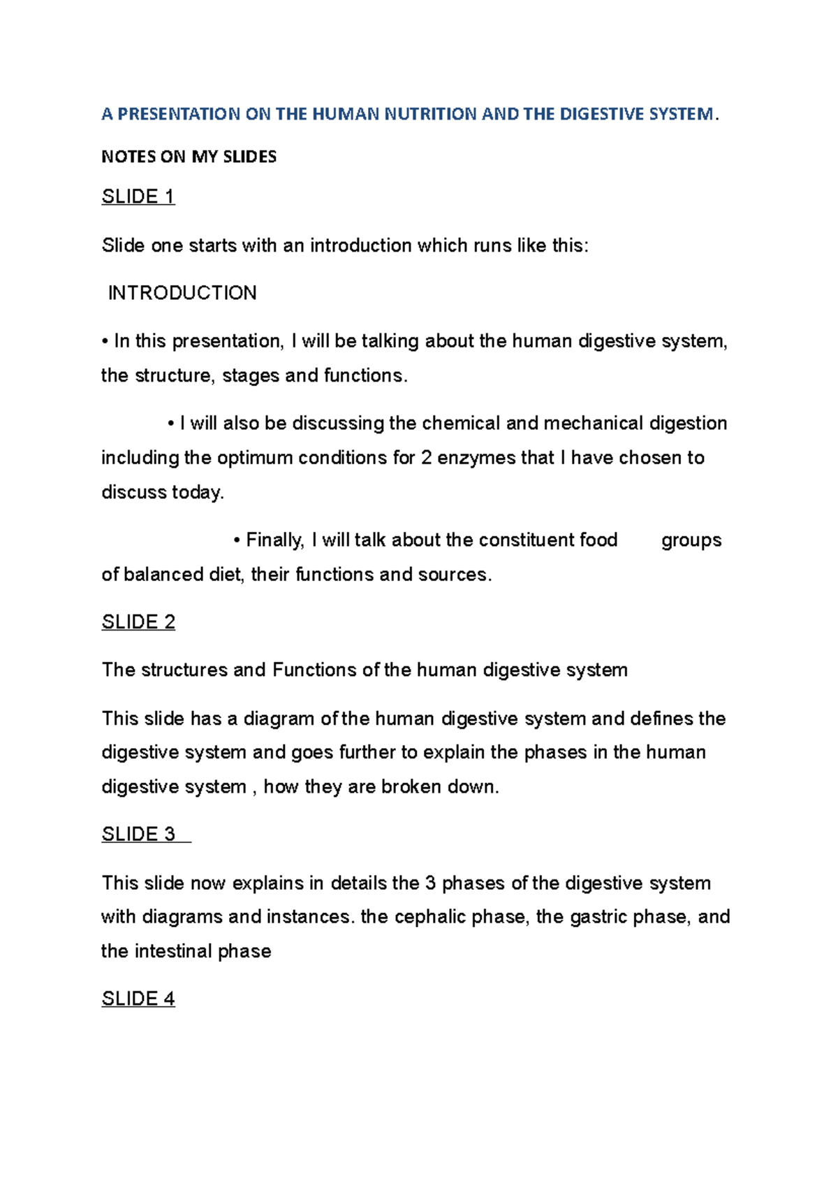 A Presentation ON THE Human Nutrition AND THE Digestive System - A ...